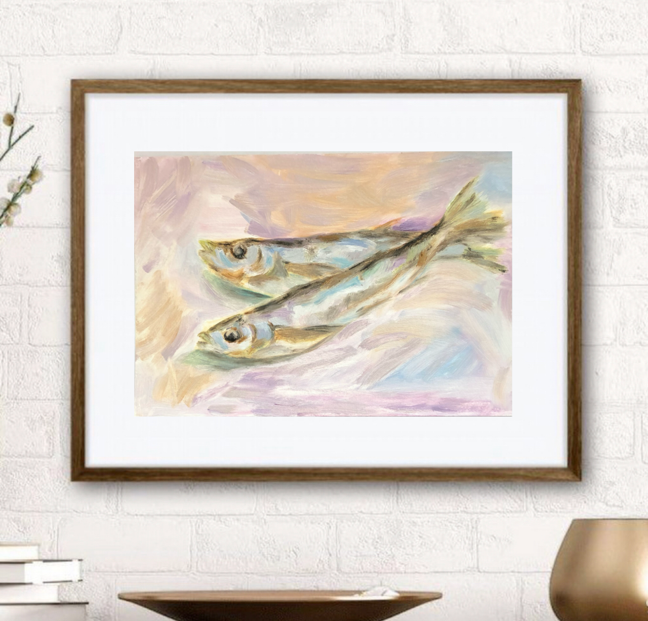 Fish still life original oil painting - Inspire Uplift