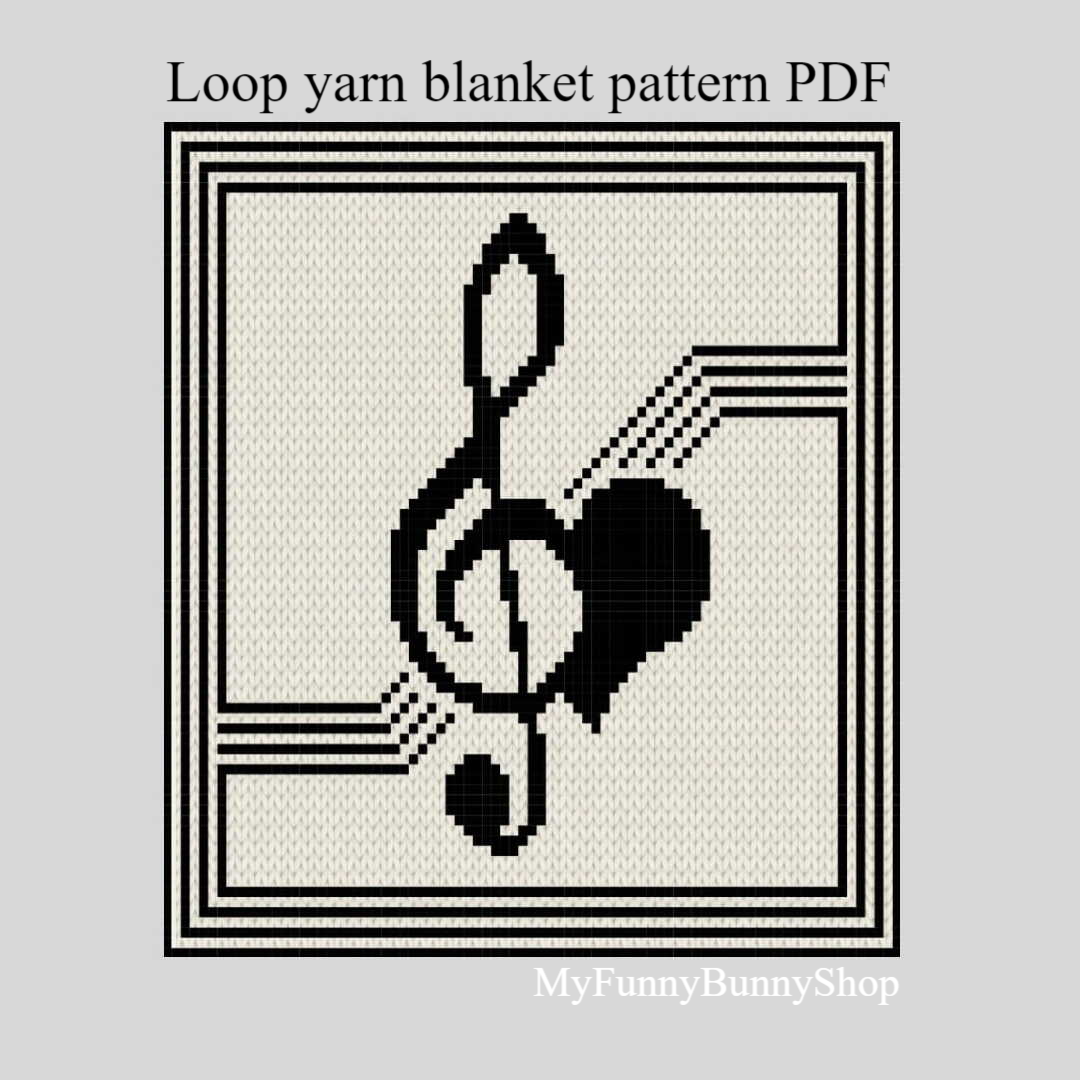 Loop yarn I LOVE MUSIC blanket pattern PDF - Inspire Uplift