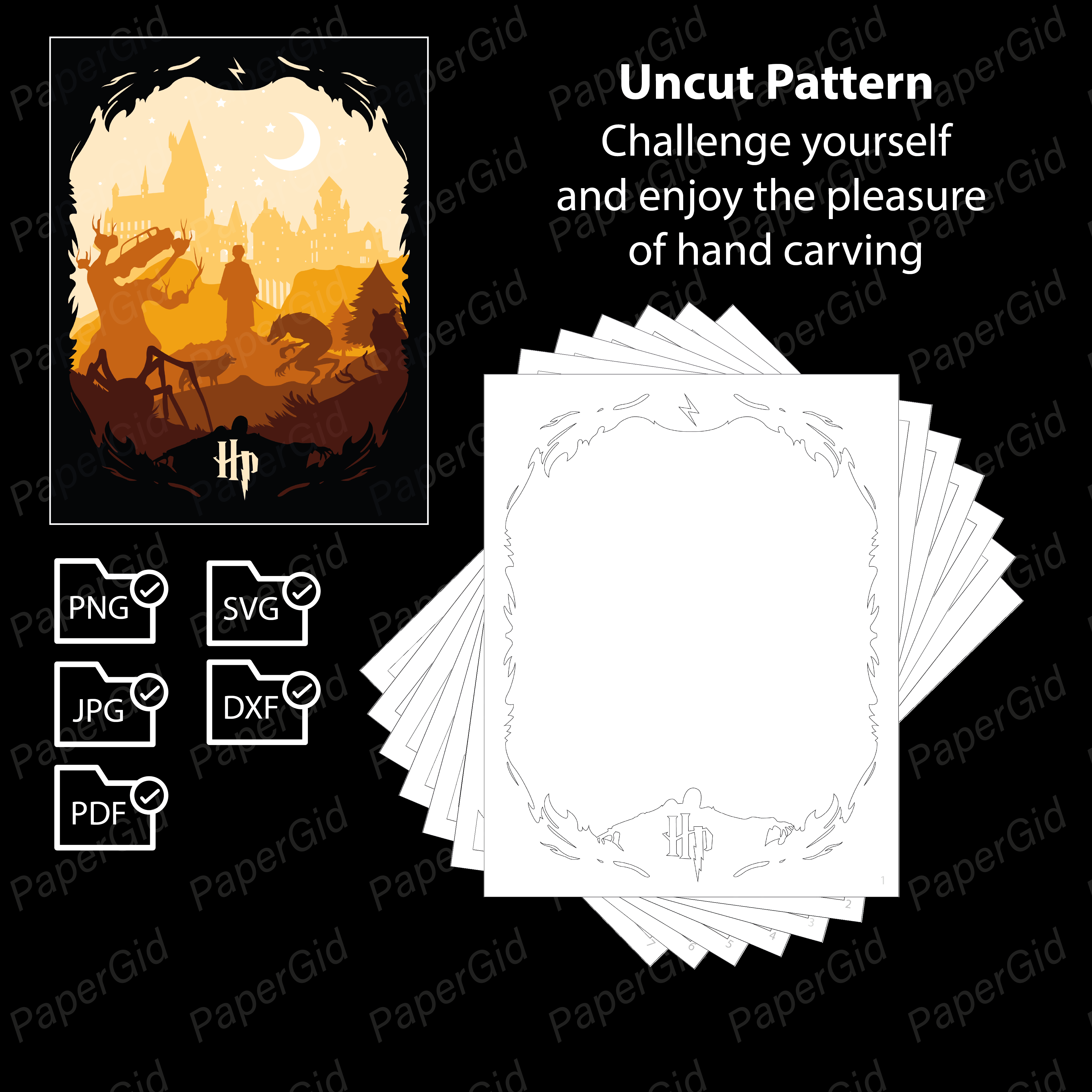 Harry Potter Light Box Template, Paper Cut Template Light Bo - Inspire ...