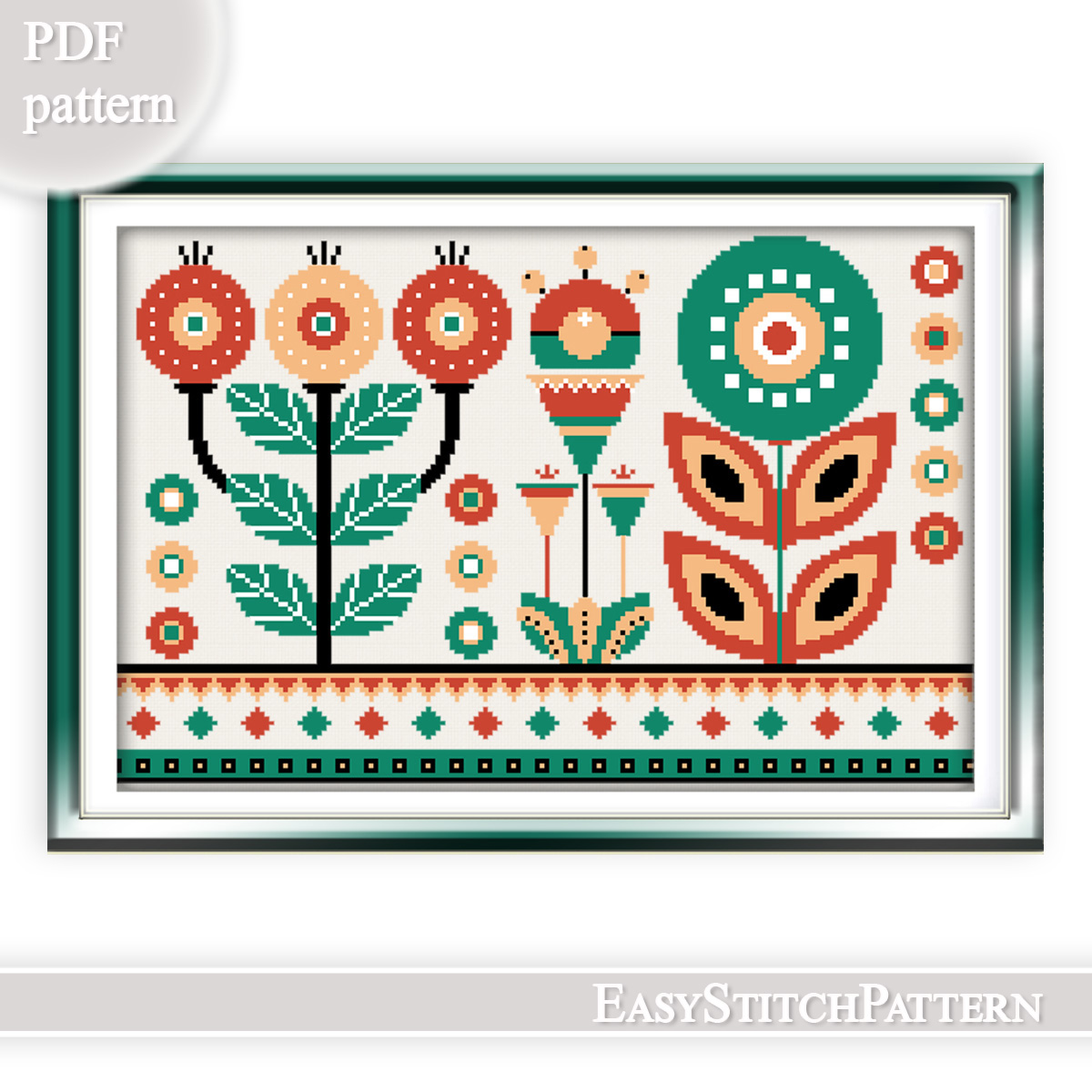 Flowers cross stitch pattern. Traditional folk cross stitch. | Inspire ...