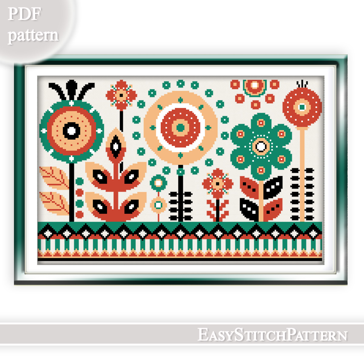 Traditional folk cross stitch pattern. Flowers cross stitch | Inspire ...