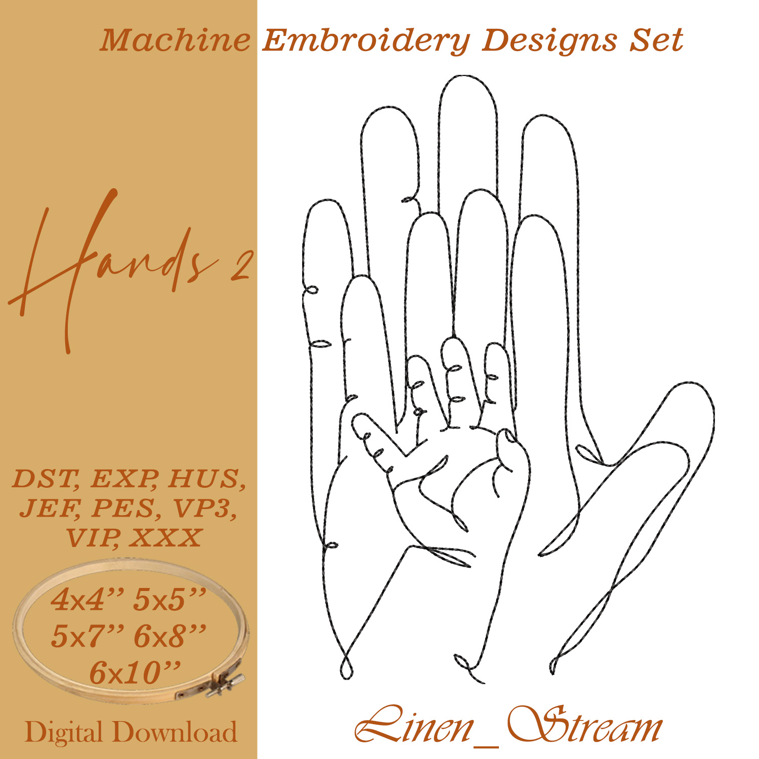 Hands 2. OneMachine embroidery design in 8 formats and 5 siz | Inspire ...
