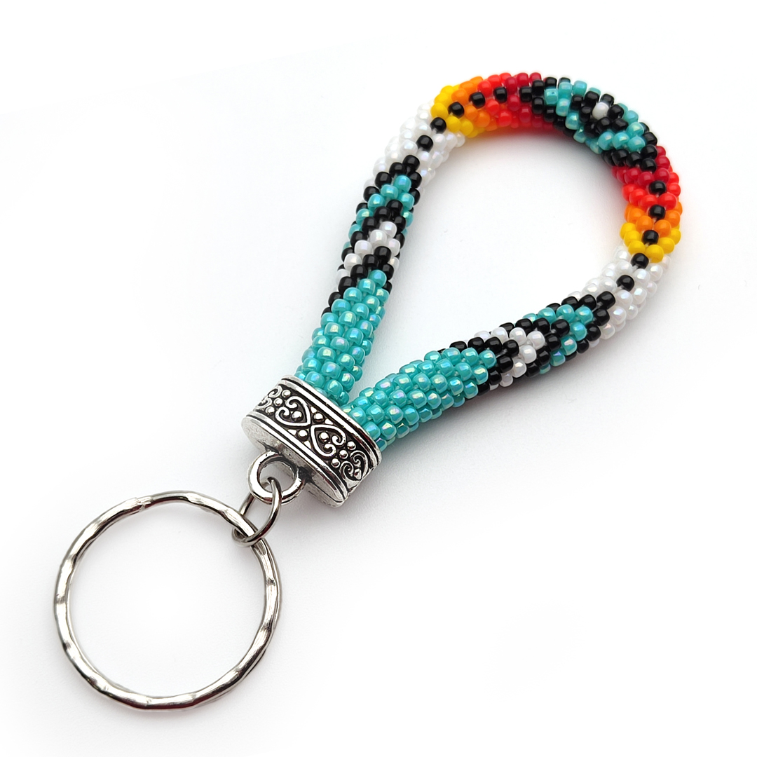 Native Style Beaded Keychain, Colorful Beaded Key Fob, Ethni - Inspire ...