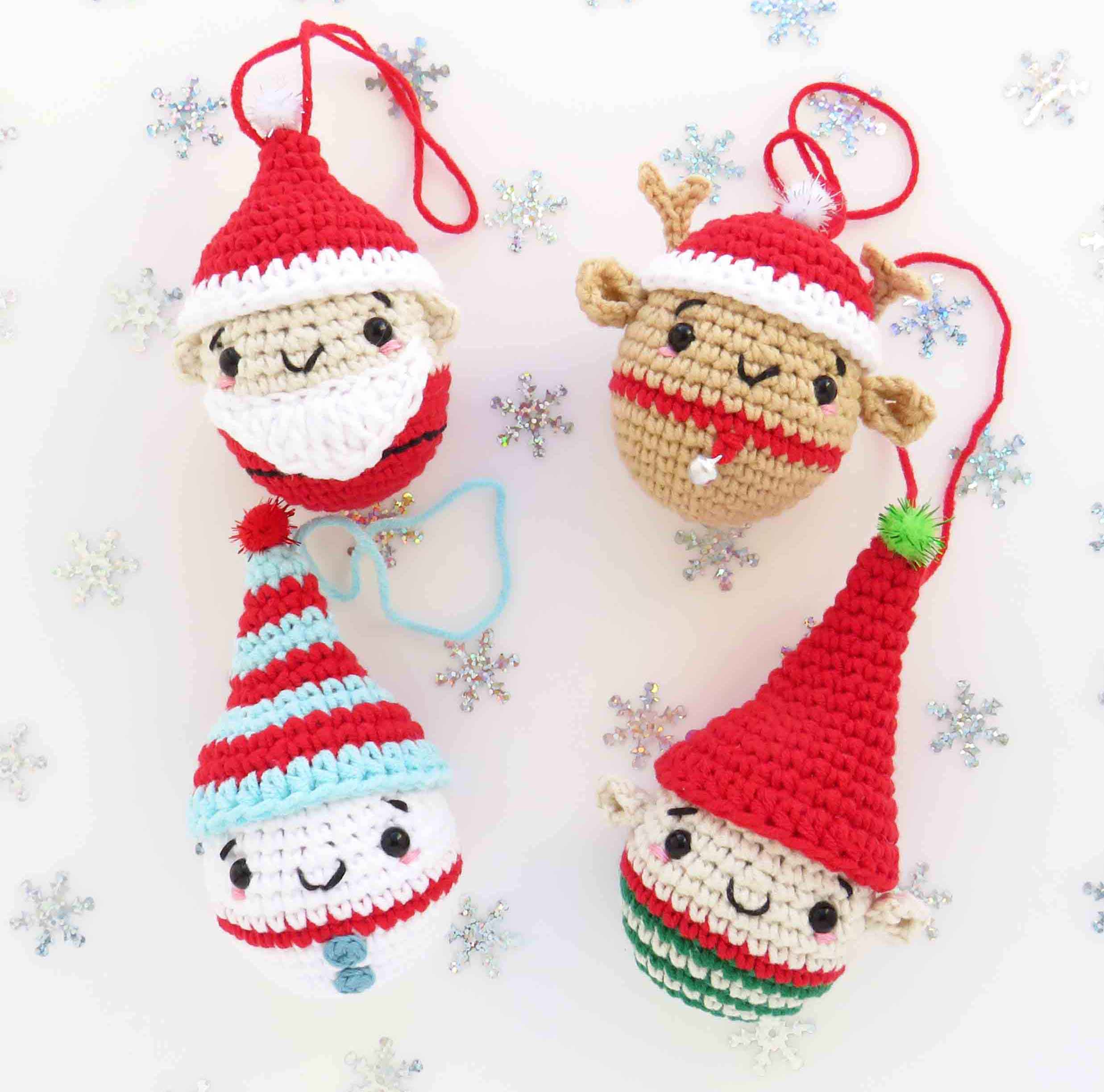 Crochet Pattern Christmas Ornament amigurumi set of 4 Santa | Inspire ...
