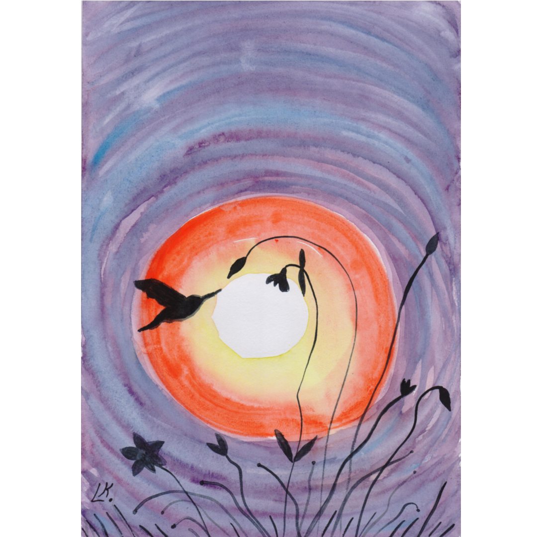 Original Painting Hummingbird Art Bird Silhouette Artwork Su | Inspire ...