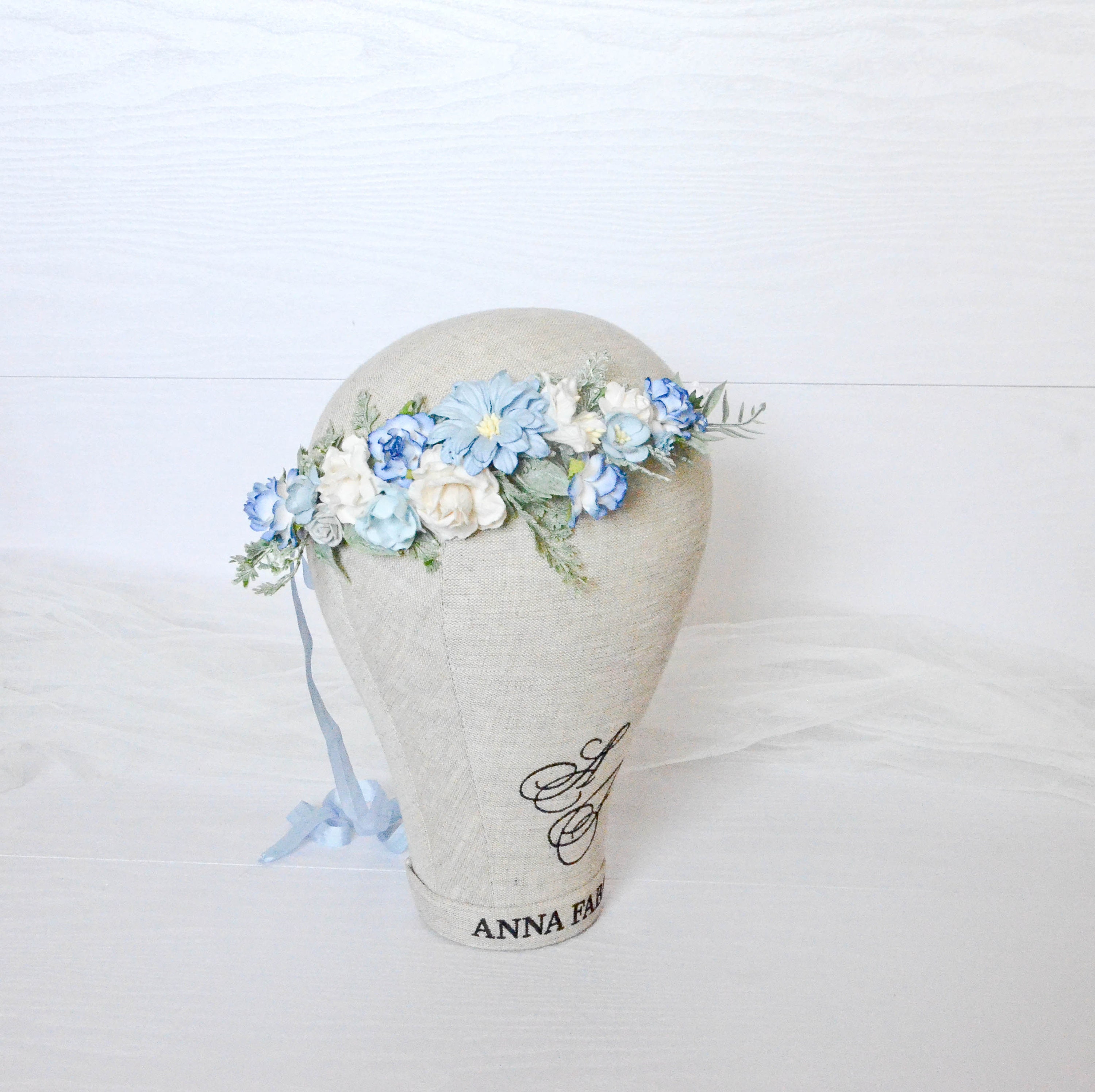 Blue flower crown, Wedding flower crown, Blue floral crown, - Inspire ...