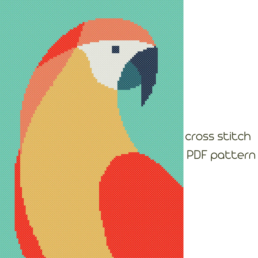 Parrot cross stitch, Bird cross stitch pattern, PDF Pattern. - Inspire ...
