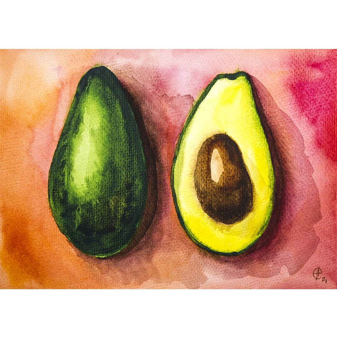 Avocado Painting Kitchen Food Still Life Original Art Fruit - Inspire ...