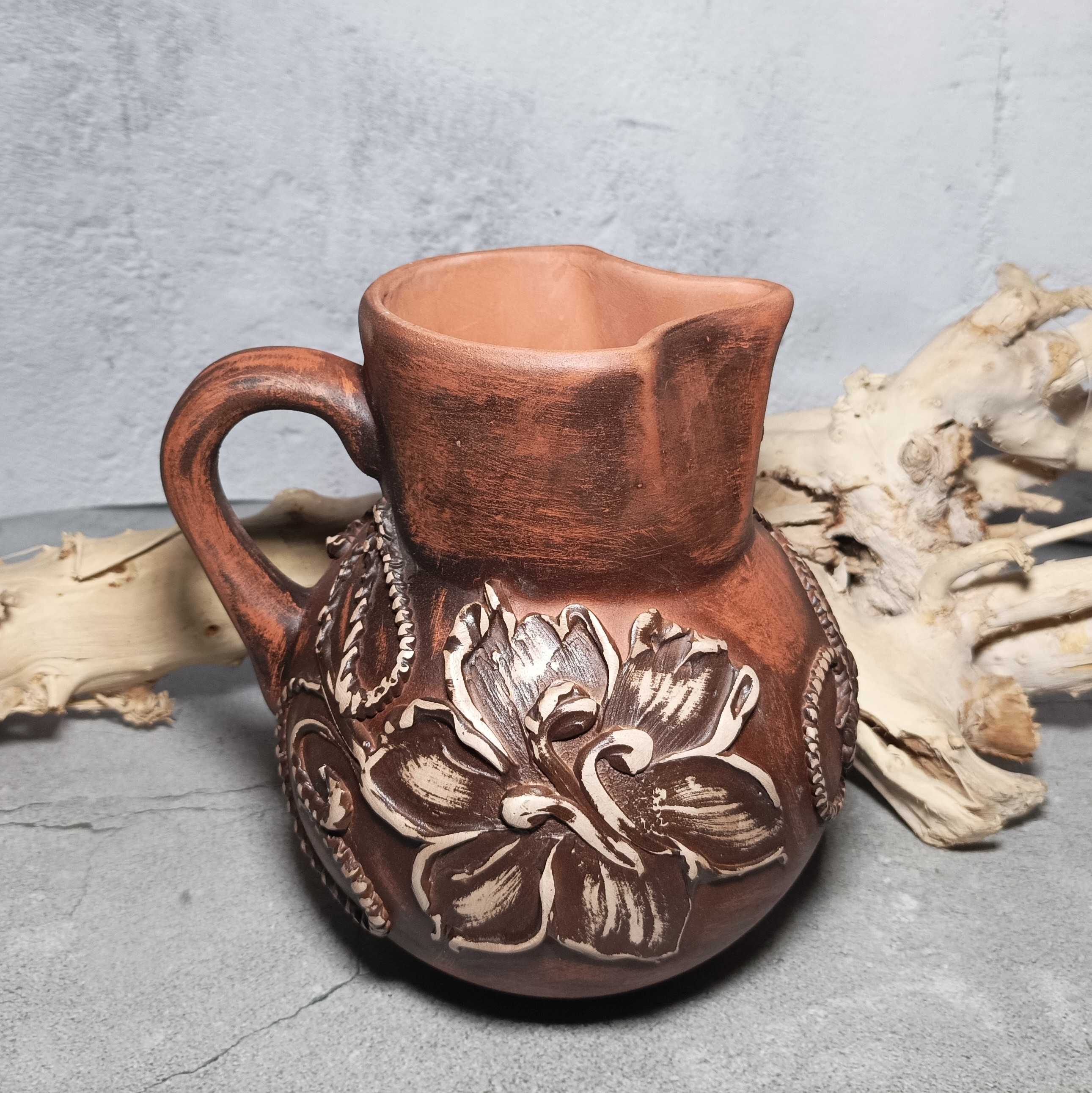 Pottery jug 67.62 fl.oz Handmade red clay Patterned jug - Inspire Uplift