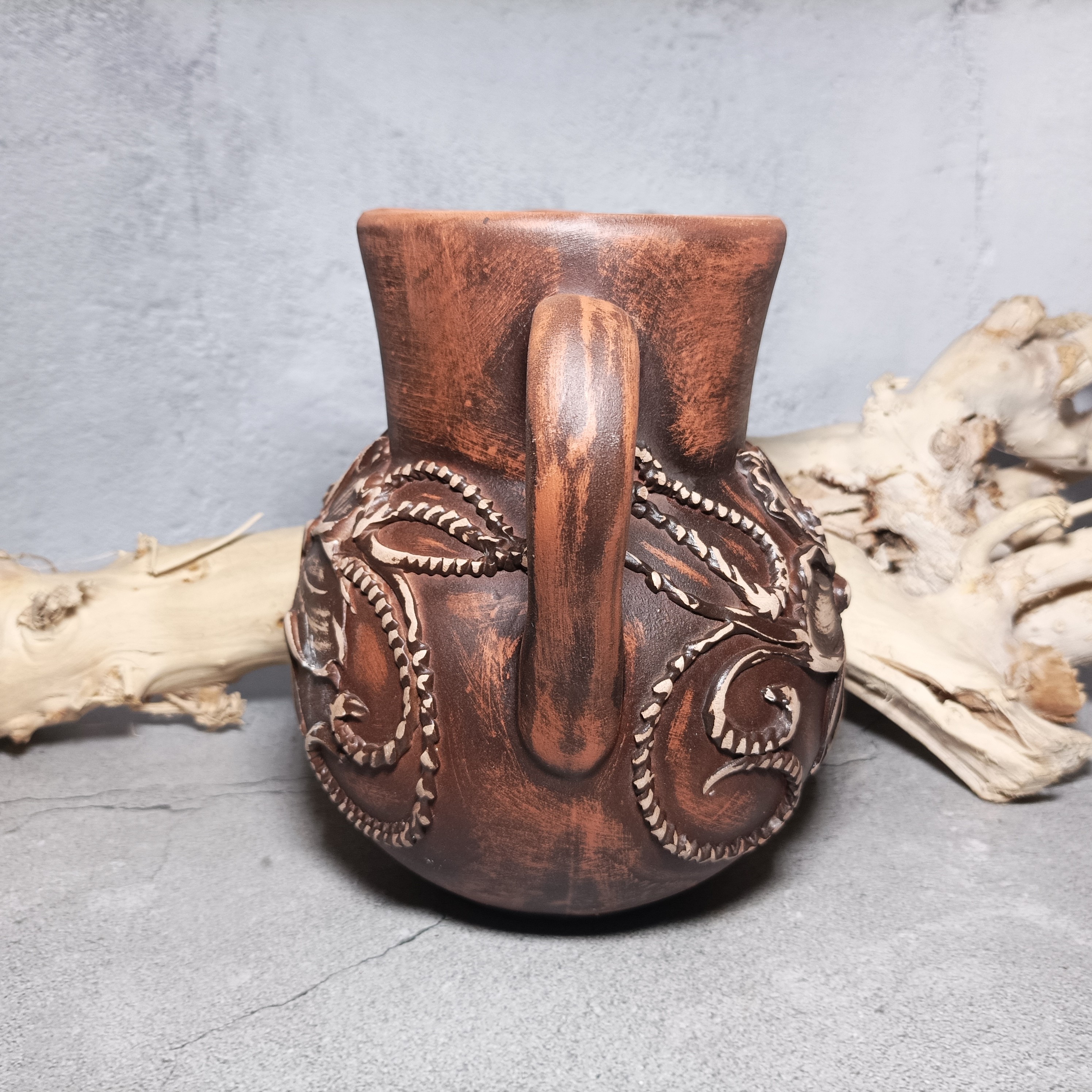 Pottery jug 67.62 fl.oz Handmade red clay Patterned jug - Inspire Uplift