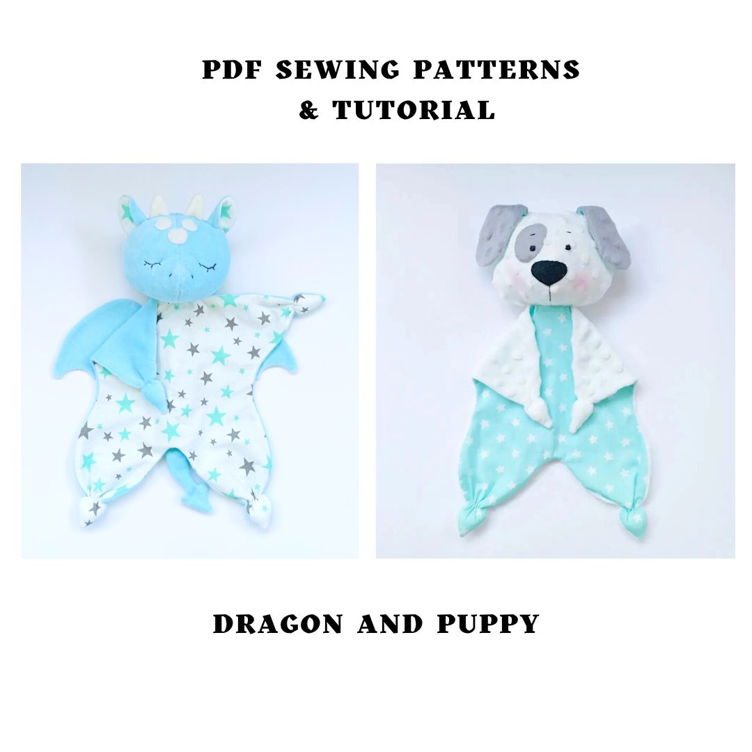 Set of patterns 2 in 1 Dragon and Bat Baby lovey, Baby comfo | Inspire ...
