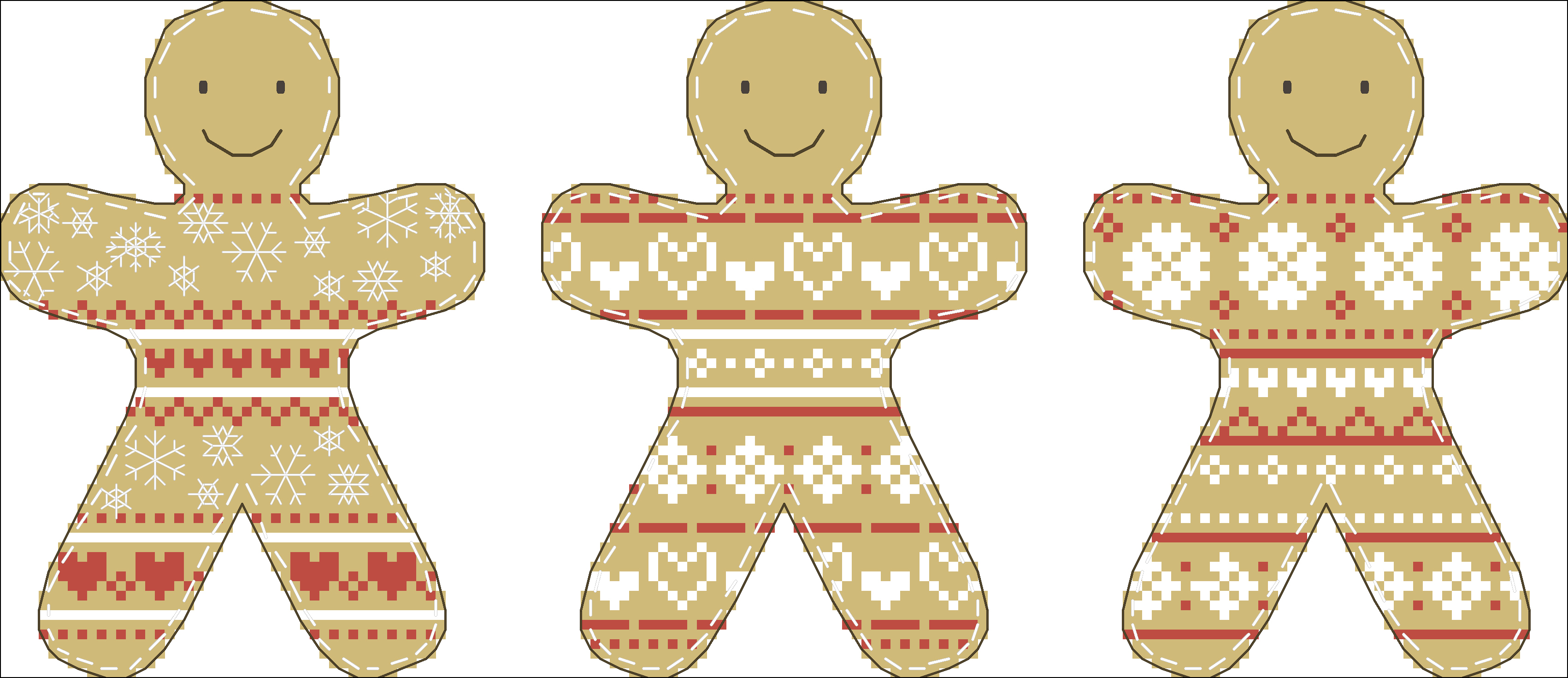 Digital - Vintage Cross Stitch Pattern - Gingerbread Men - P | Inspire ...