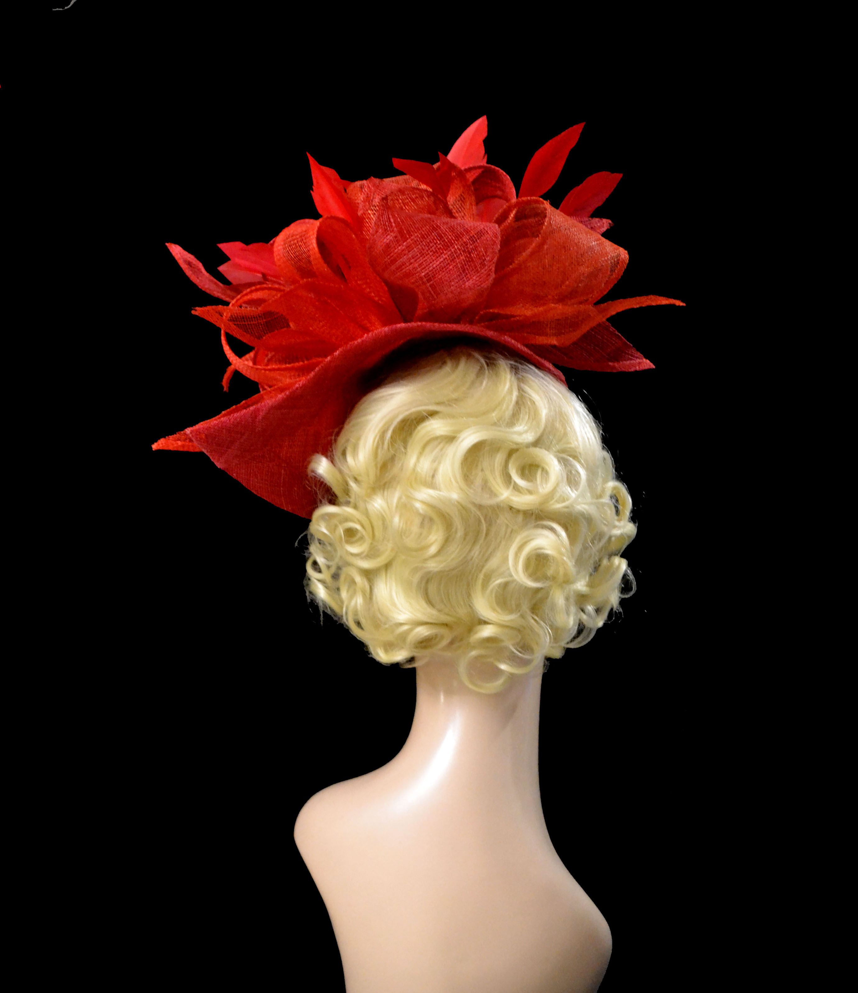 red fascinator, red fascinator hat, red derby hat, derby hat - Inspire ...