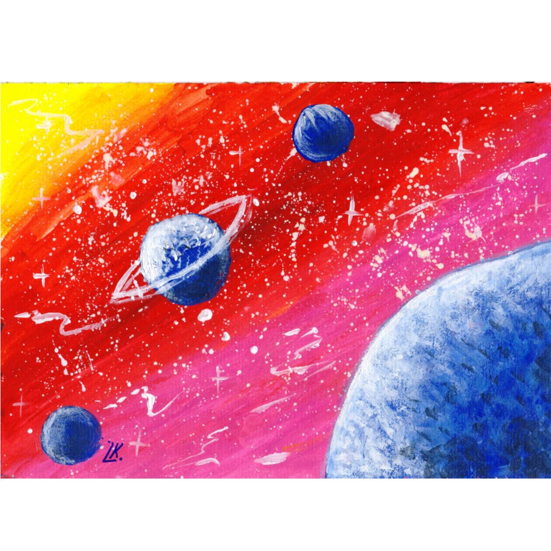 Original Painting Outer Space Art Planet Celestial Small Wal | Inspire ...