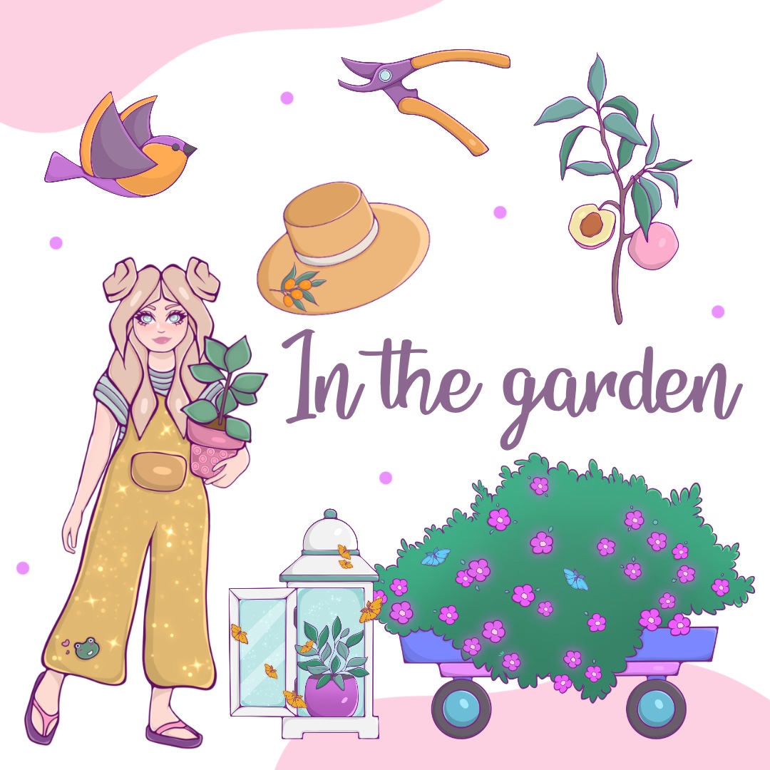 In The Garden Clipart, Garden Illustrations, Farmer Girl | Inspire Uplift
