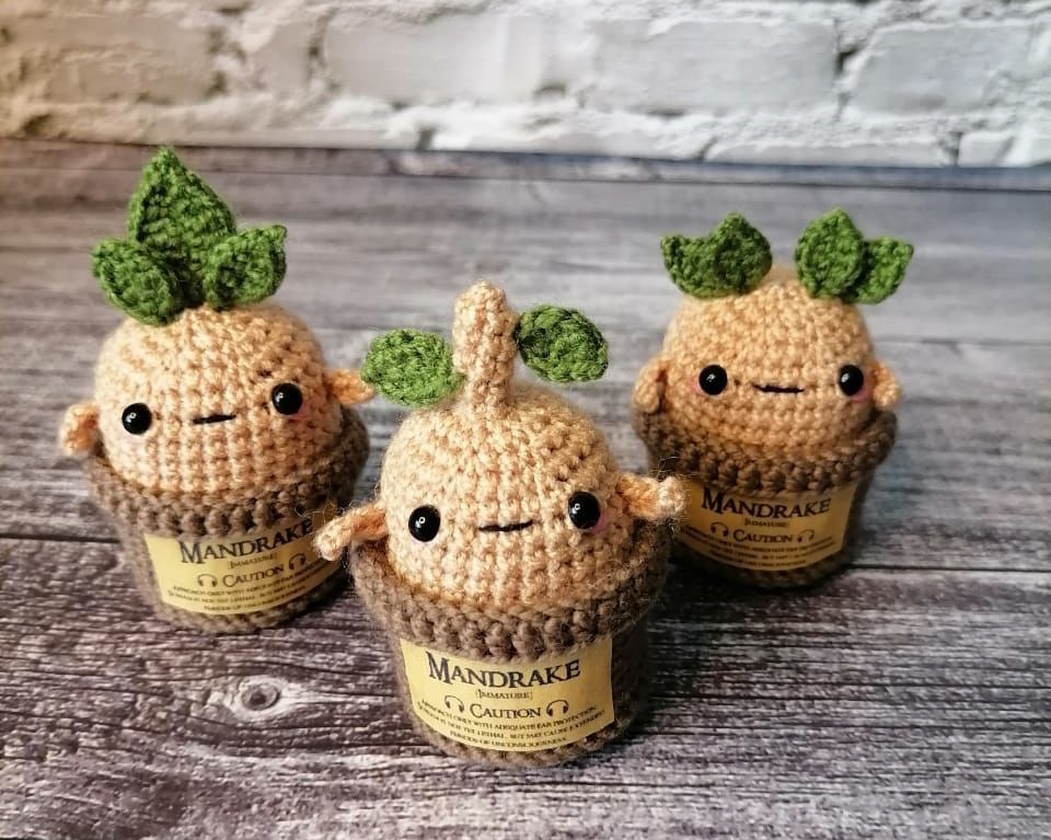 Potted mini mandrake,amigurumi,mandrake rootath | Inspire Uplift
