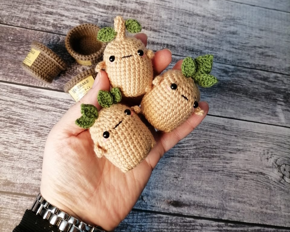 Potted mini mandrake,amigurumi,mandrake rootath - Inspire Uplift
