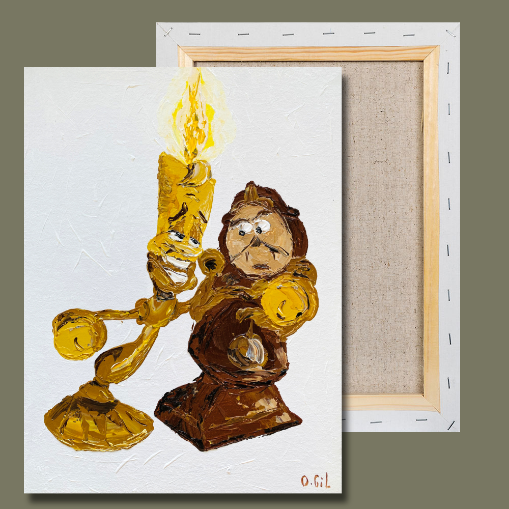 Lumiere Cogsworth Original Wall Art / Beauty and the Beast O - Inspire ...