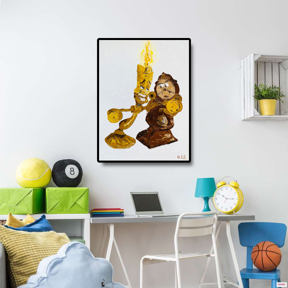 Lumiere Cogsworth Original Wall Art / Beauty and the Beast O - Inspire ...
