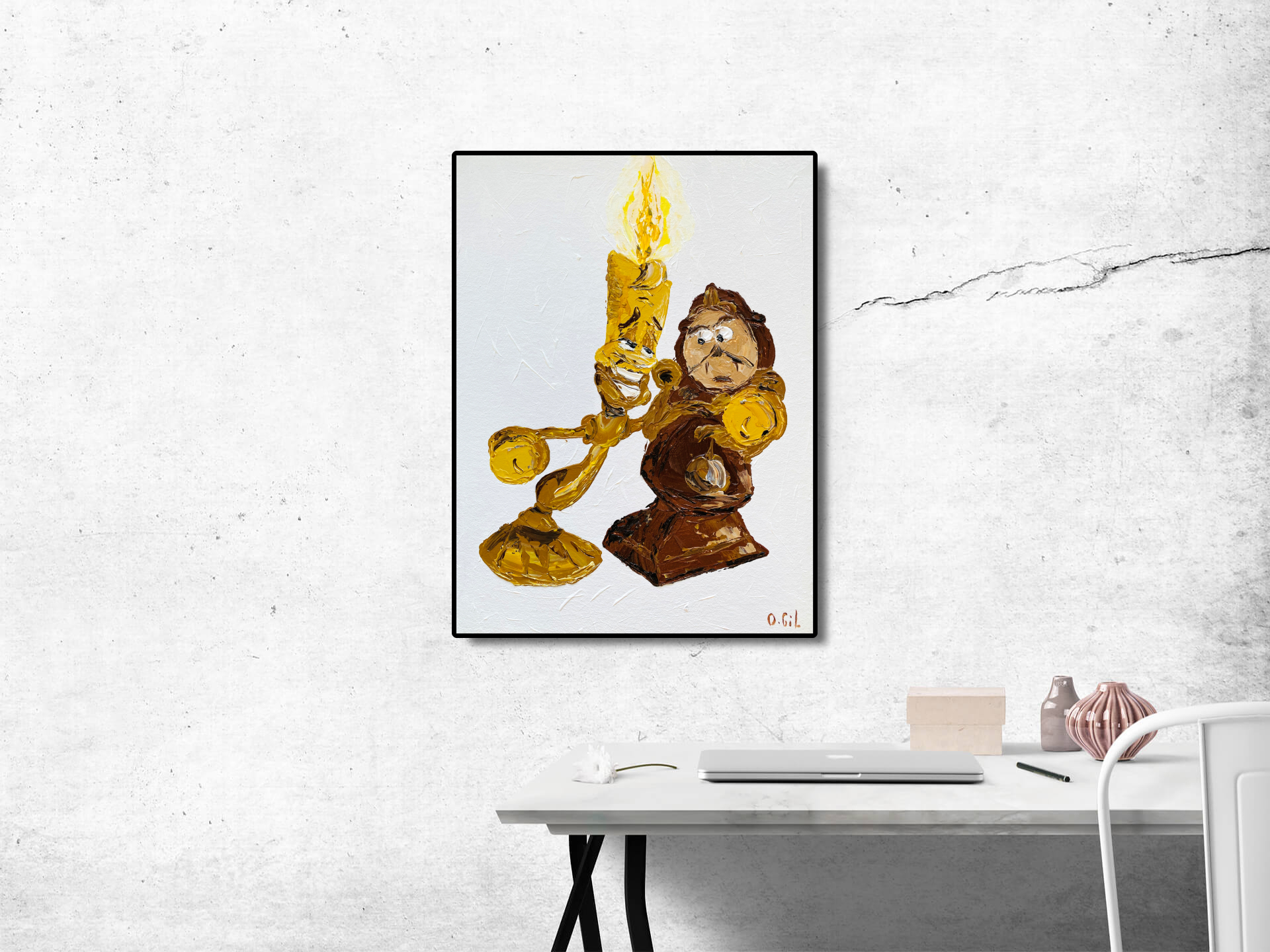 Lumiere Cogsworth Original Wall Art / Beauty and the Beast O - Inspire ...