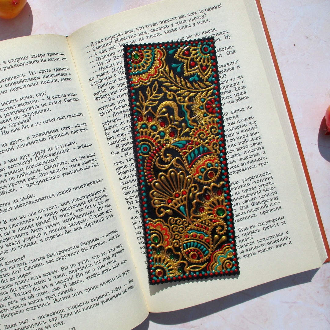 Leather bookmark, Painted bookmark, Engraved bookmark, Paisl - Inspire ...