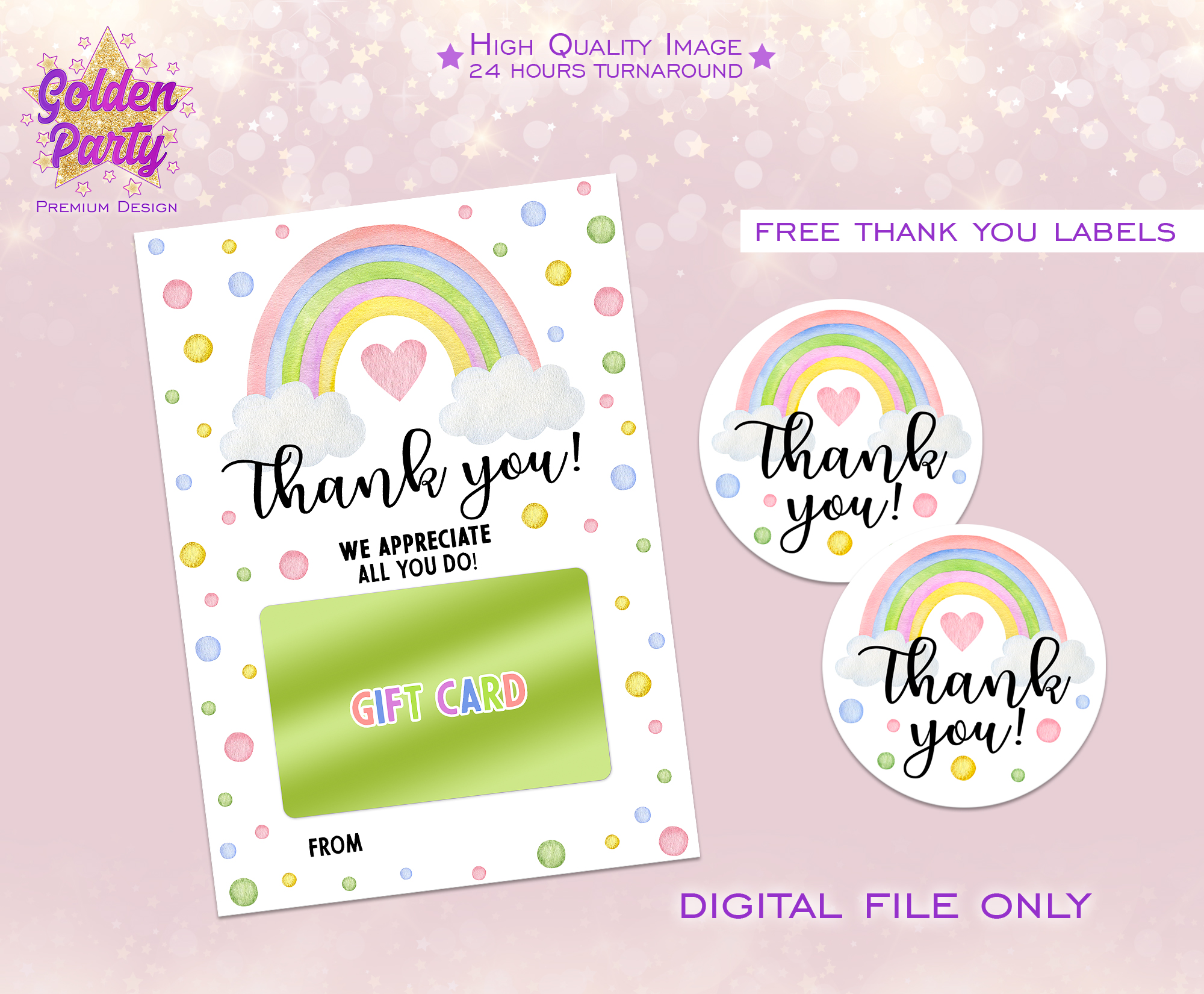 Teacher thank you card, Teacher Appreciation, Rainbow Card | Inspire Uplift