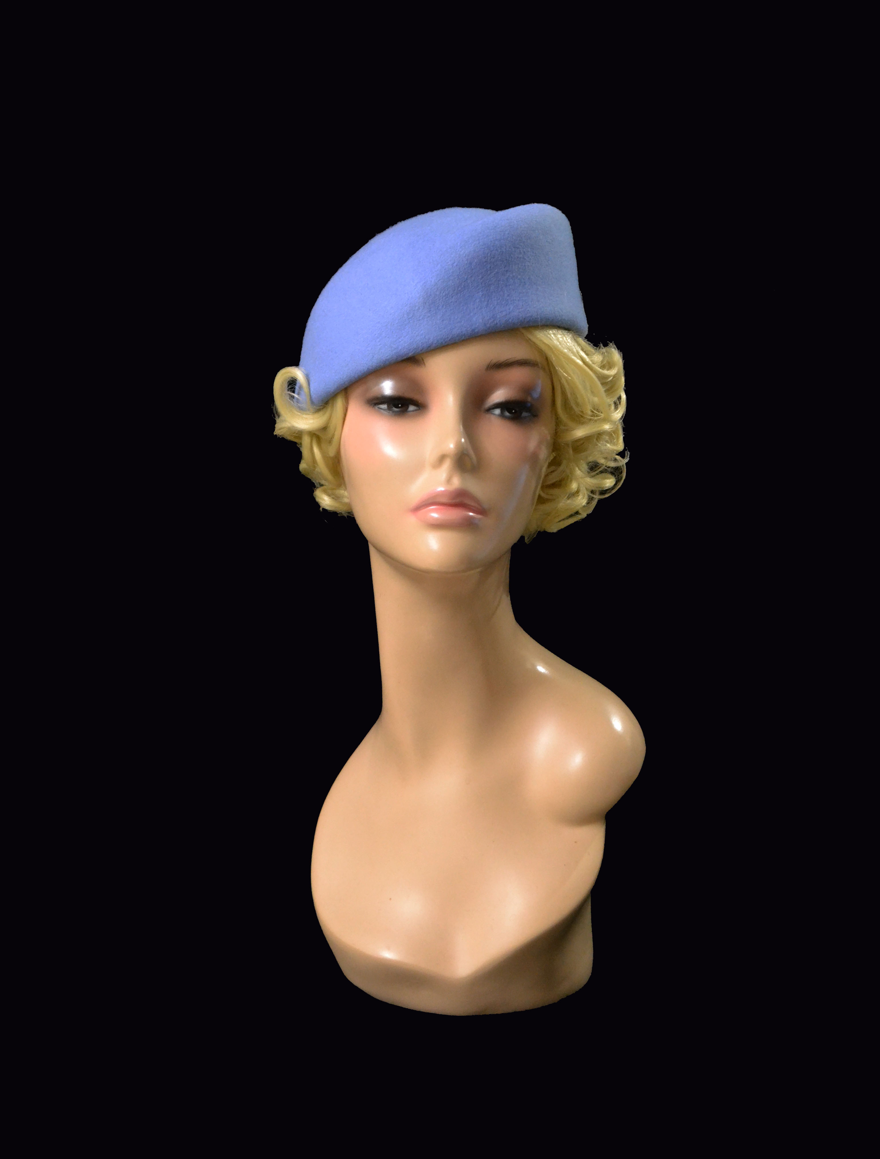 sky blue felt hat, blue felt hat, formal hat - Inspire Uplift
