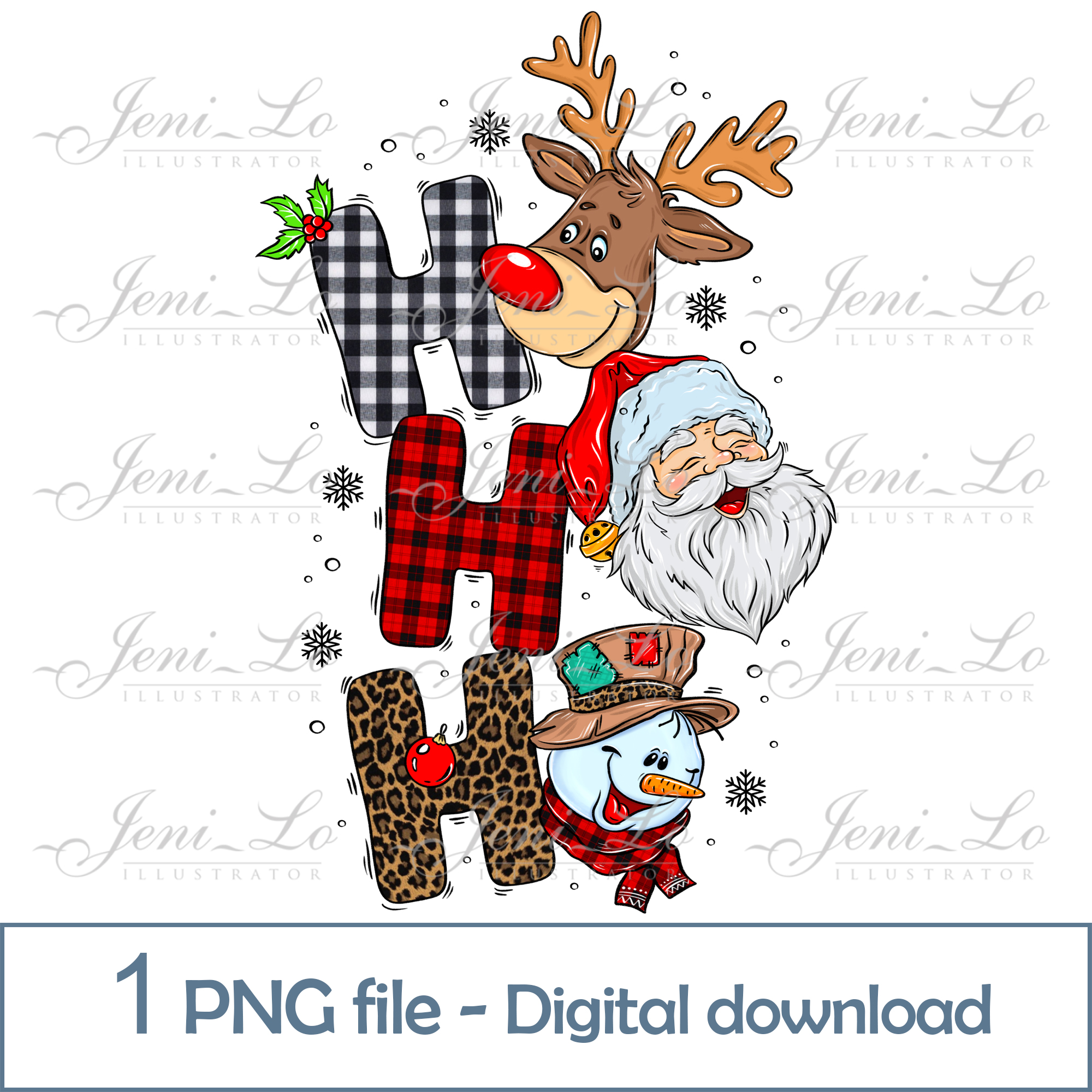 HoHoHo Santa Snowman Reindeer 1 PNG file Merry Christmas Sub | Inspire ...