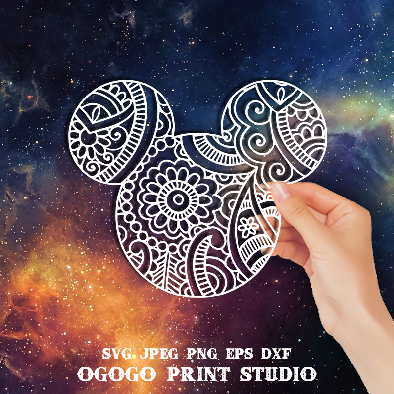 Mickey Mouse SVG, Mandala svg, Cartoon Character, Zentangle - Inspire ...