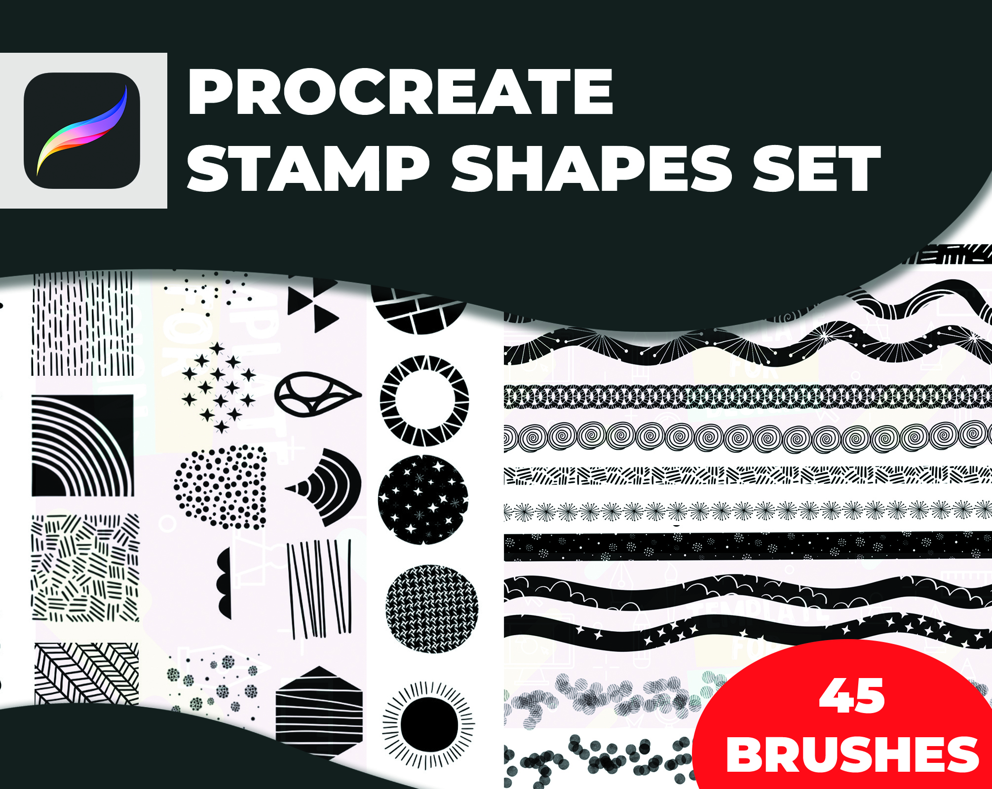 Procreate Stamp Shapes Set, Procreate brushes, Procreate sta - Inspire ...