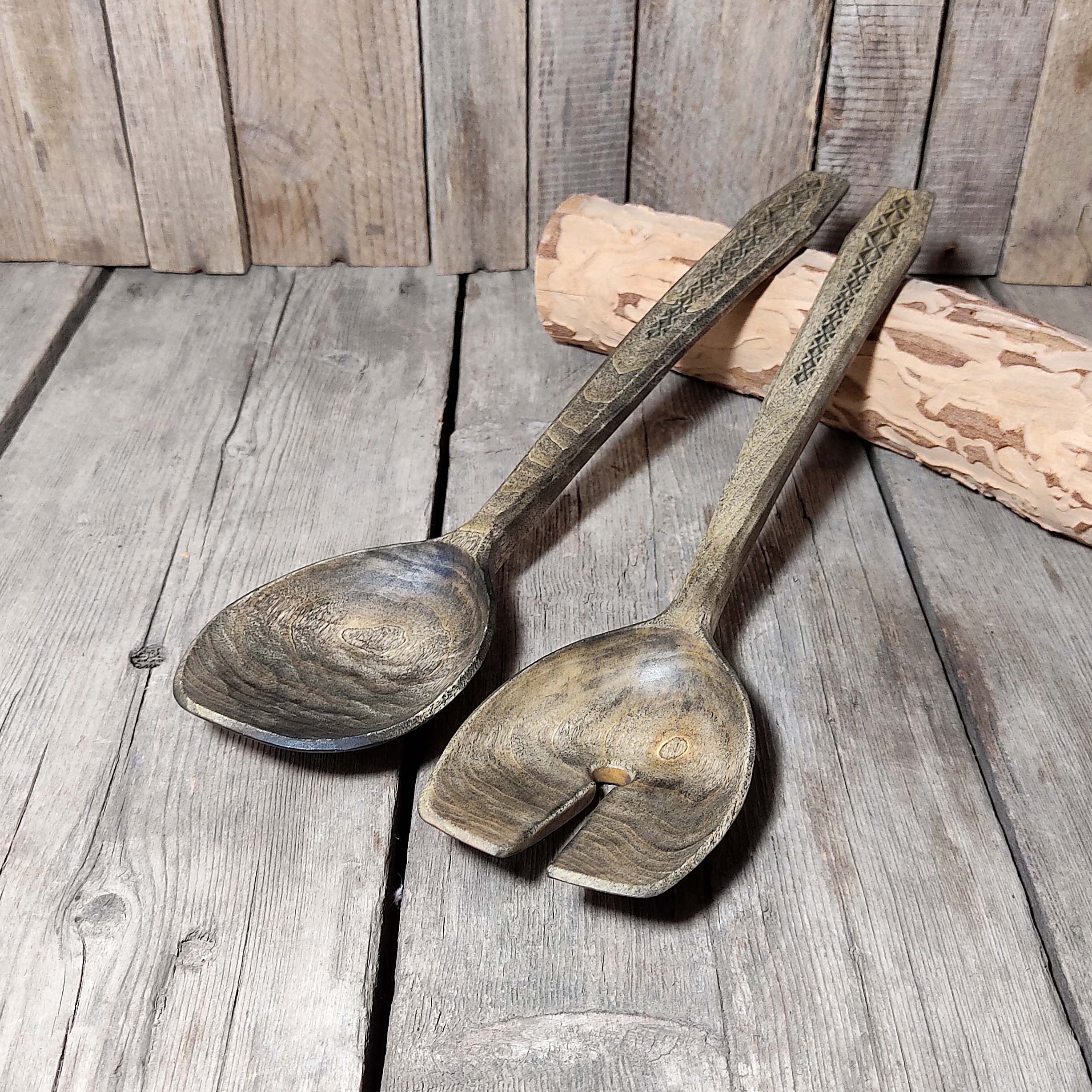 Handmade wooden spoons set Server salad spoons Wooden servin - Inspire ...
