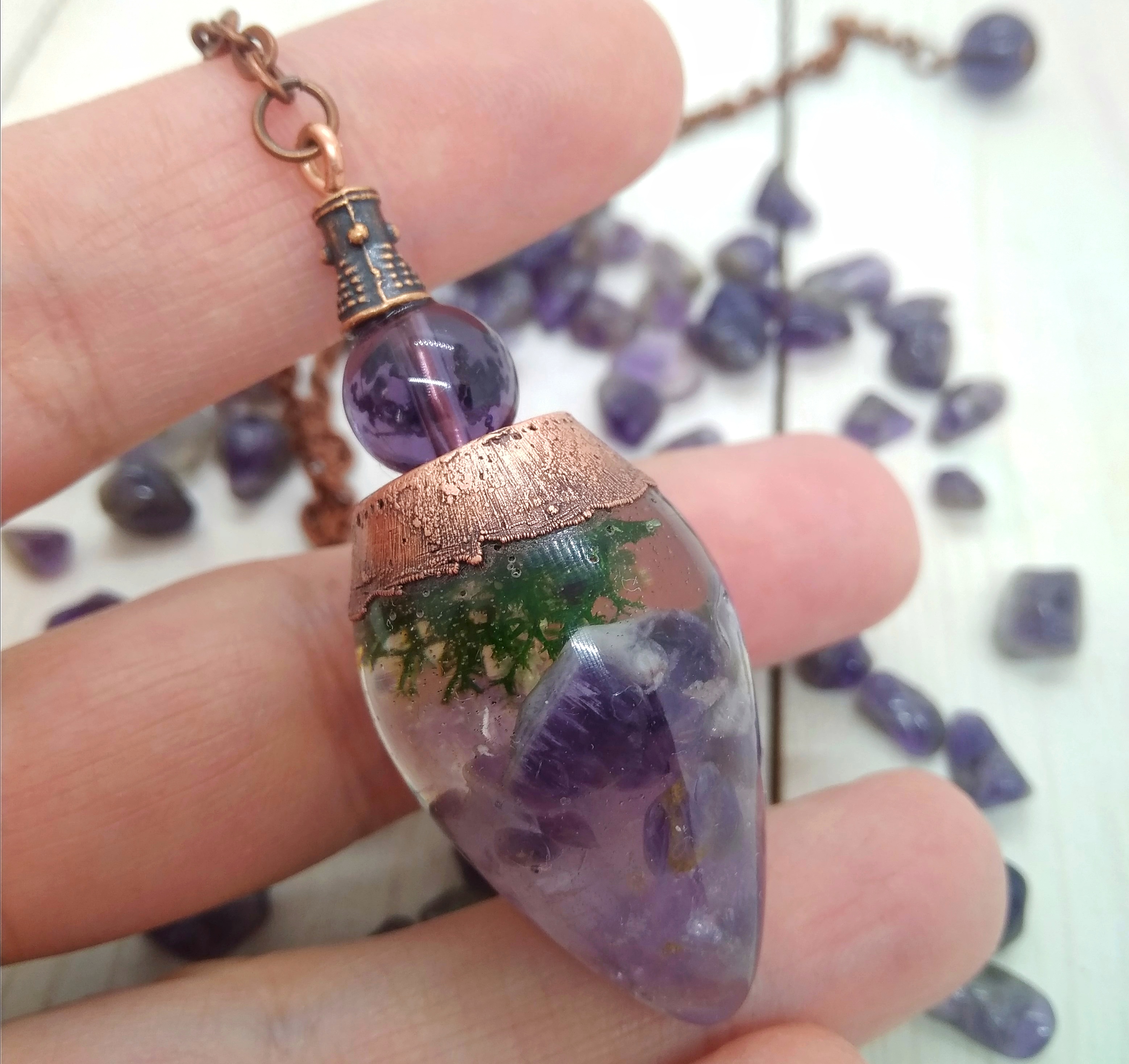 Amethyst pendulum Orgone energy generator Violet flame energ - Inspire ...