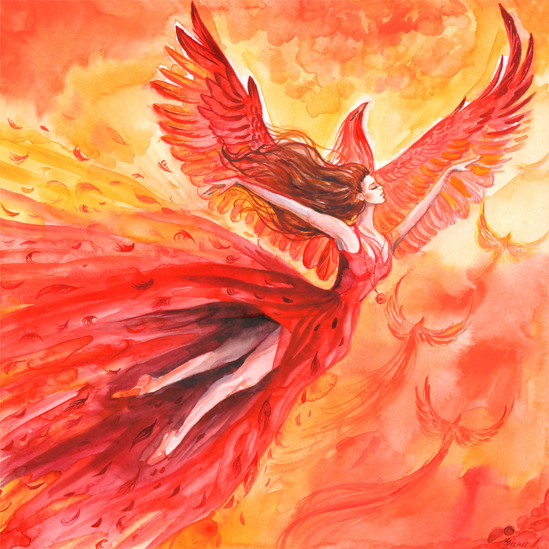 Phoenix Painting Goddess Phoenix Original Art Woman Bird Art - Inspire ...