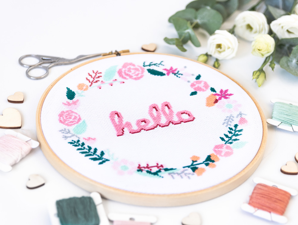 Hello Cross Stitch Pattern - Inspire Uplift