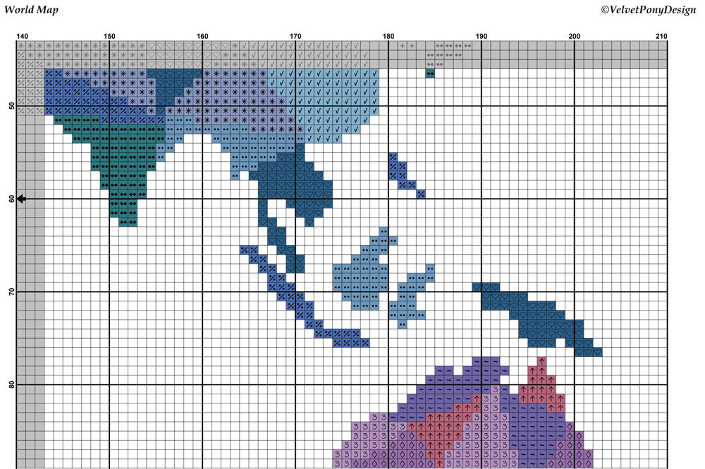 Geometric World Map Cross Stitch Pattern - Inspire Uplift