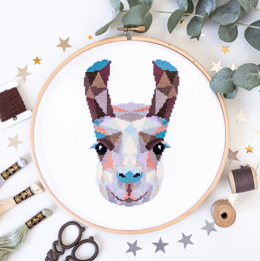 Geometric Llama Cross Stitch Pattern | Inspire Uplift