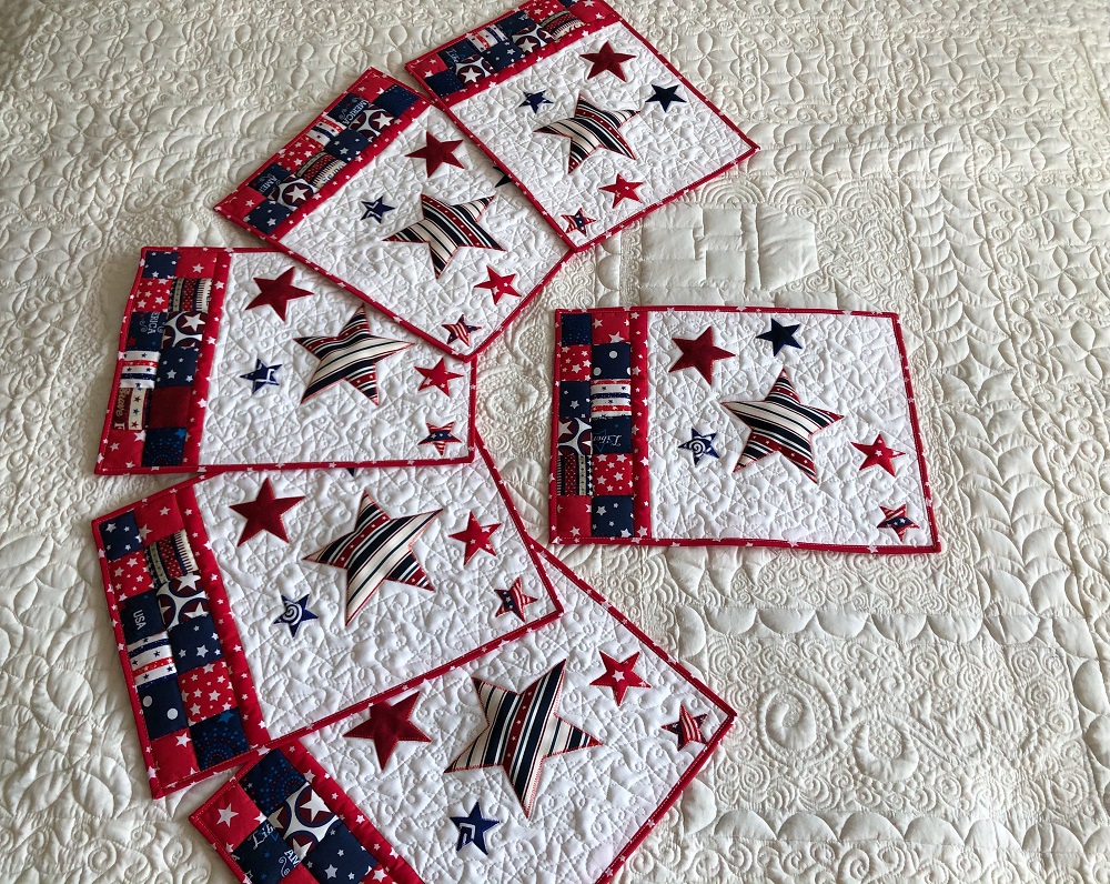 Quilted Independence Day placemats, Set of 6, 4th of July | Inspire Uplift