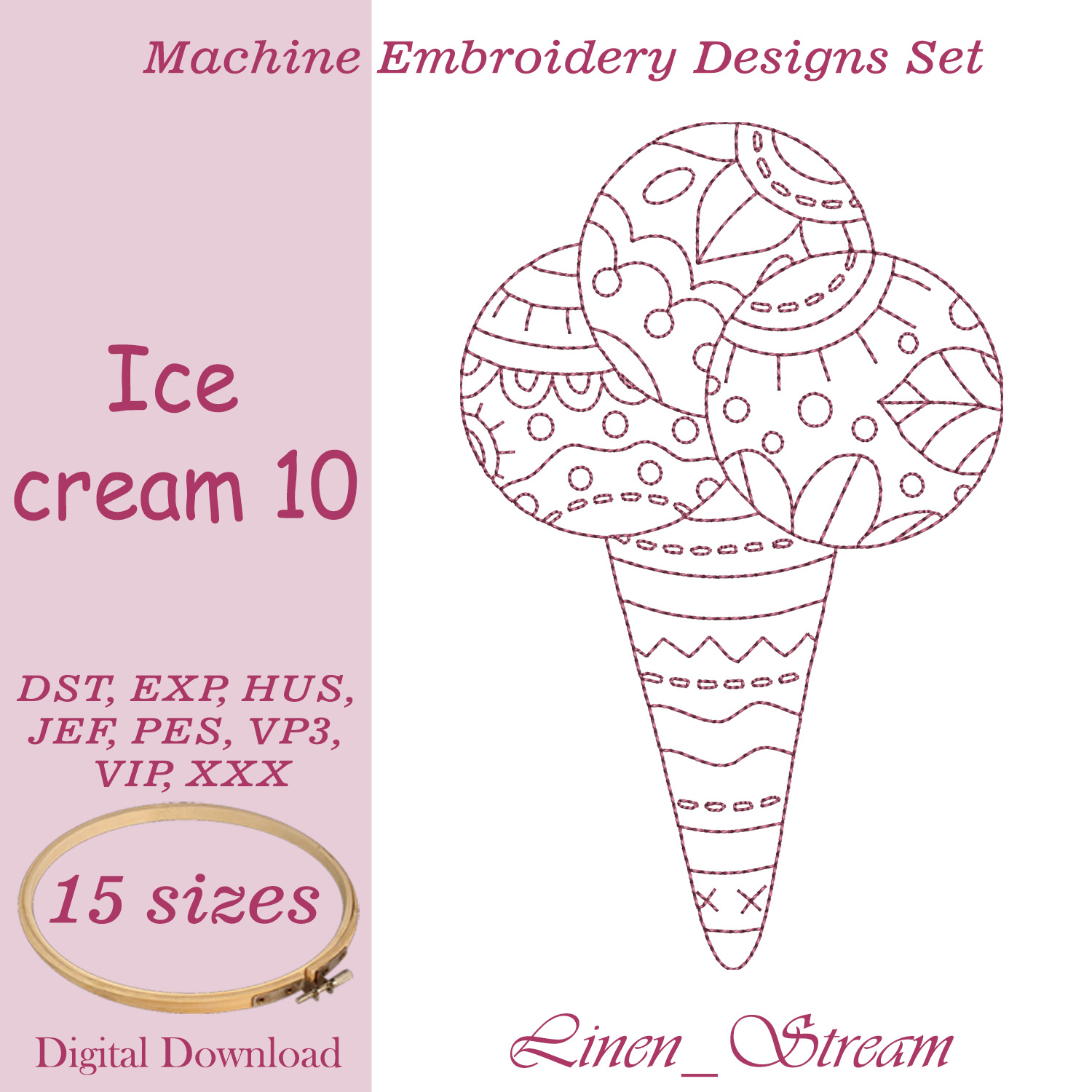 Ice cream 5 One Machinembdesign in 8 formats and 15 sizes | Inspire Uplift