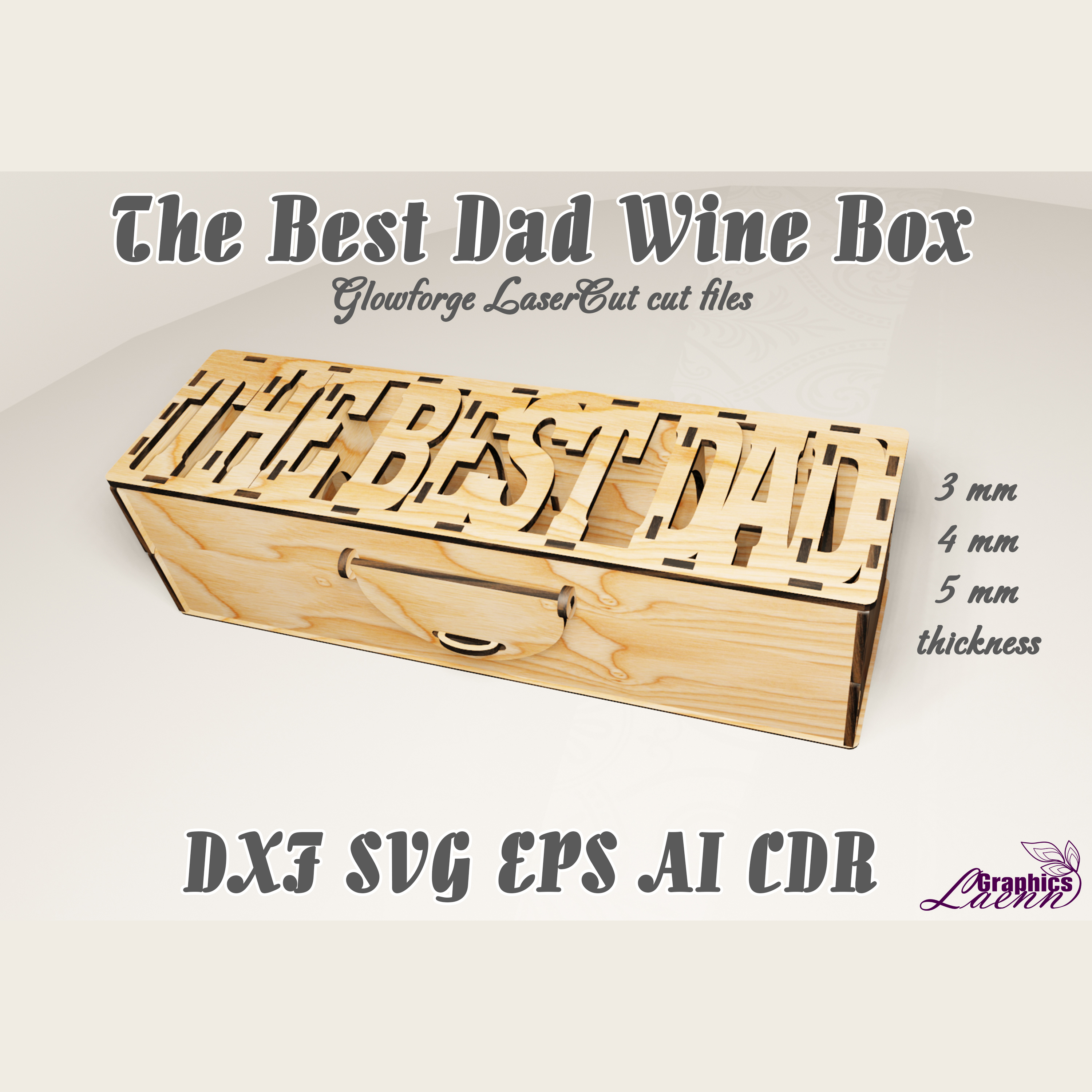 The Best Dad Wine box, present box vector model for laser cu | Inspire ...