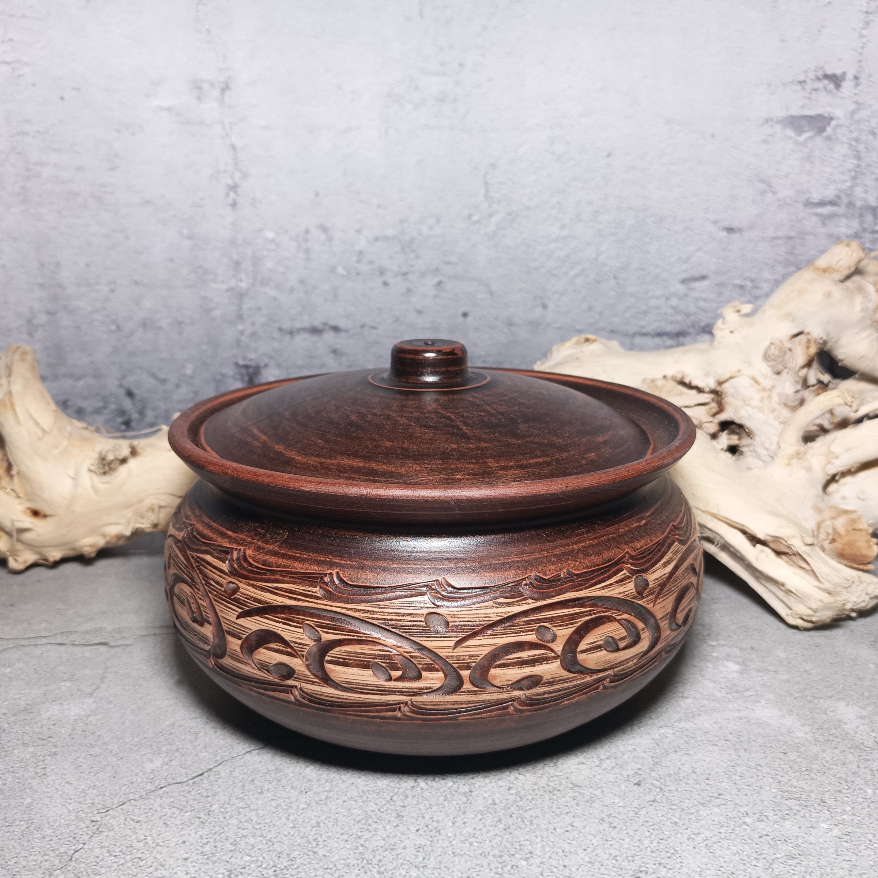 Cooking pot with lid 84.53 fl. oz Handmade red clay casserol - Inspire ...