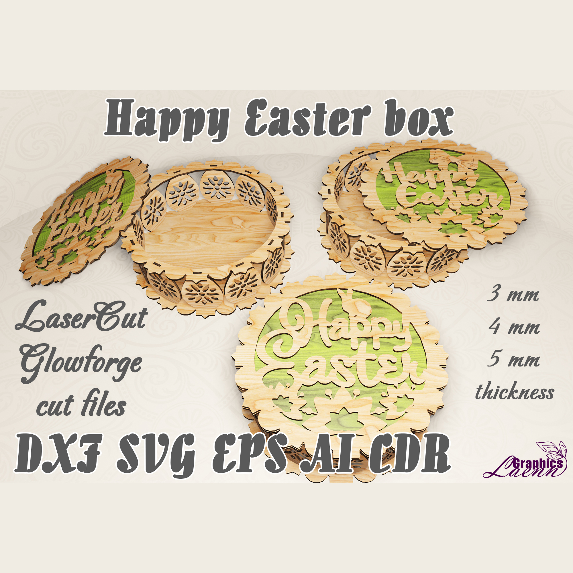 Round Ester Box vector model with egg stand for laser cut ve | Inspire ...