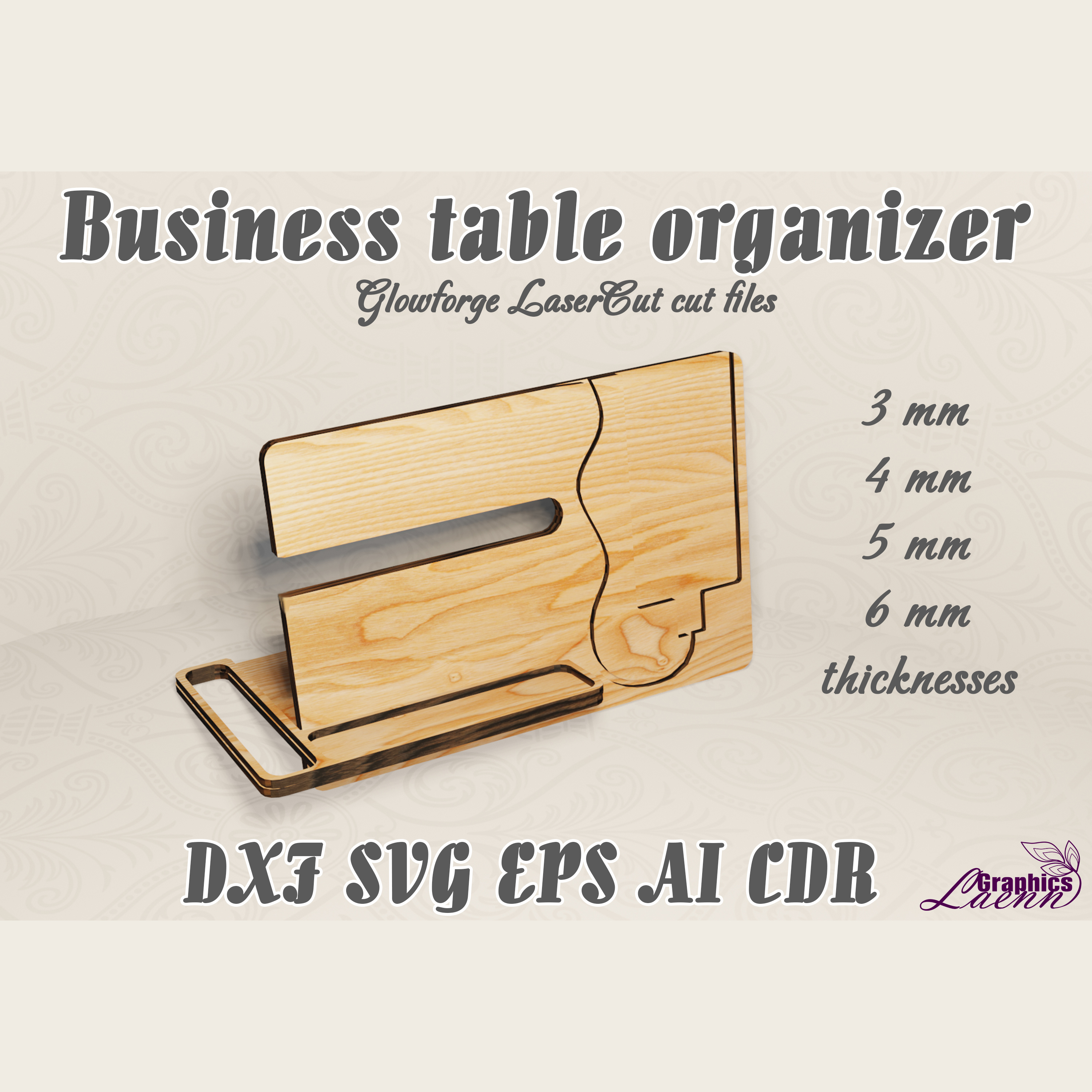 Business table organizer vector model for laser cut cnc plan | Inspire ...