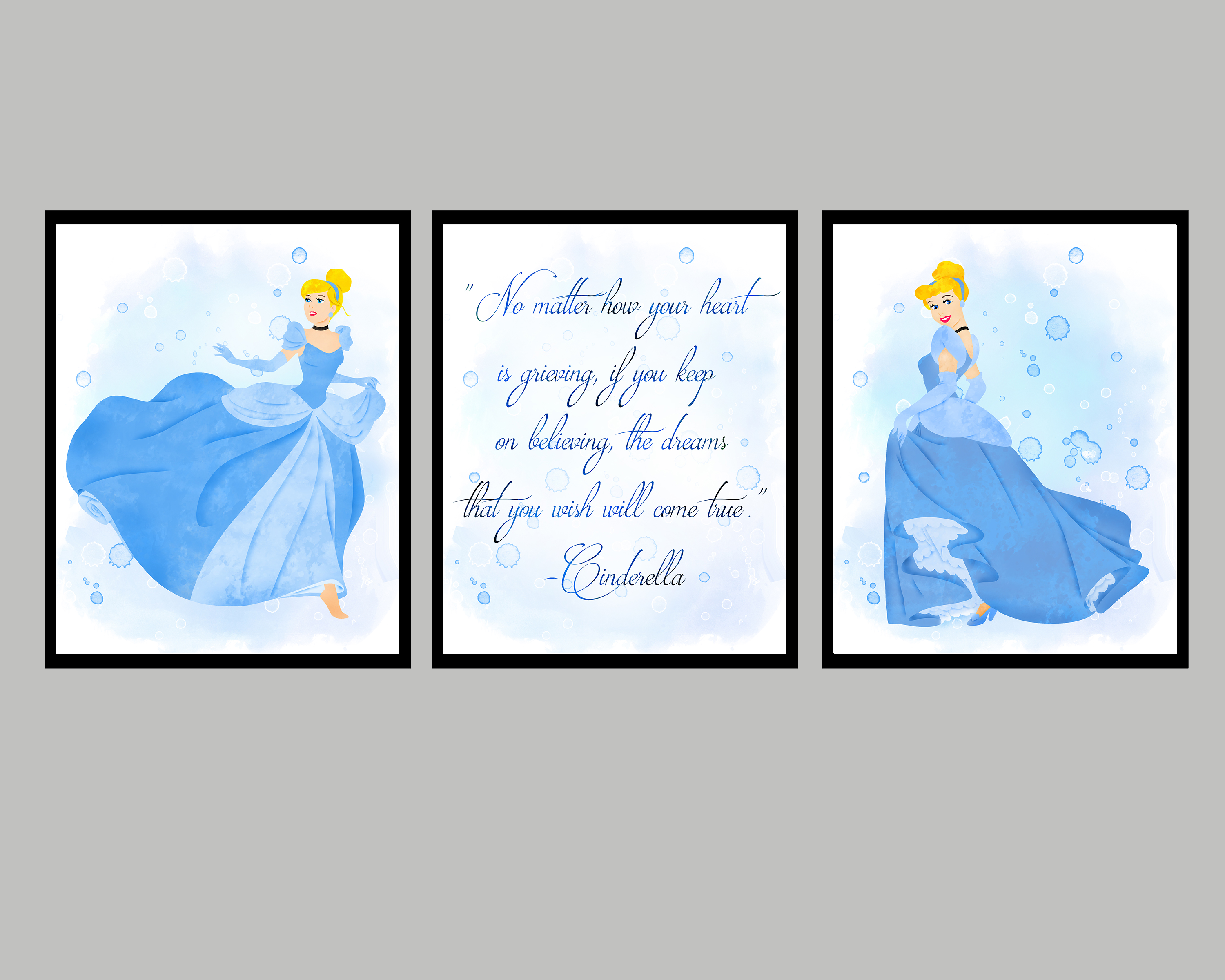 Princess Cinderella Set Disney Art Print Digital Files | Inspire Uplift
