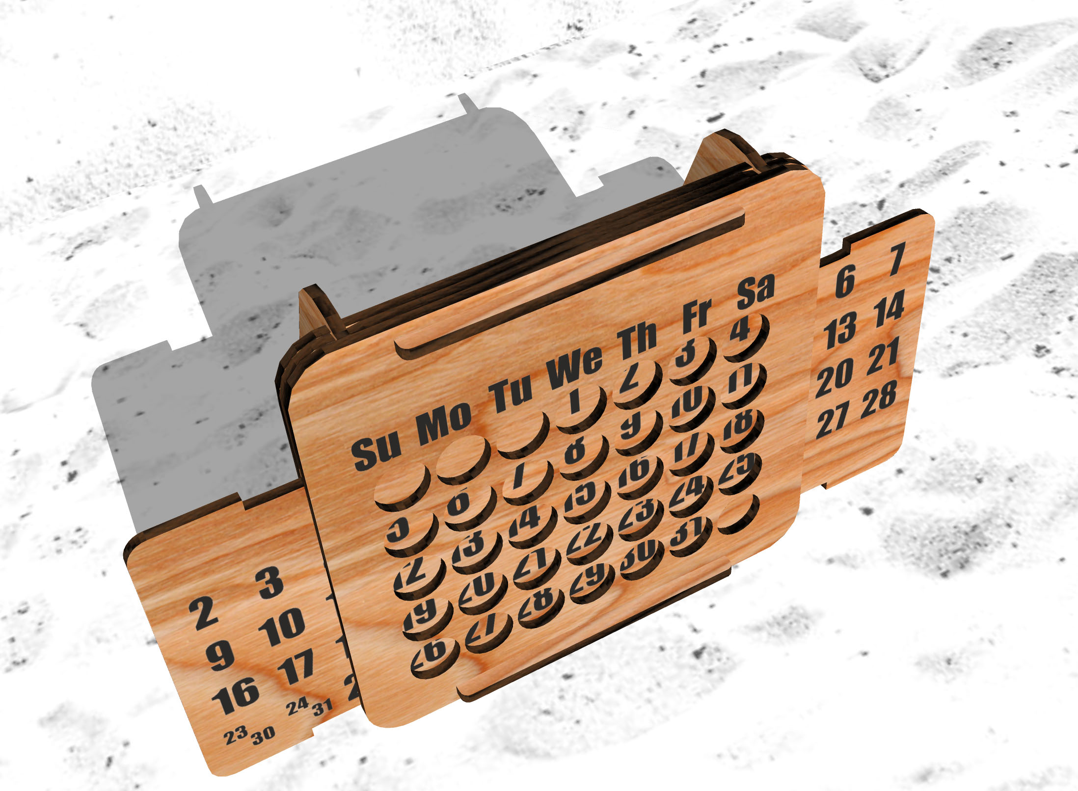 Perpetual calendar vector model for laser cut cnc, 3 mm, DXF - Inspire ...