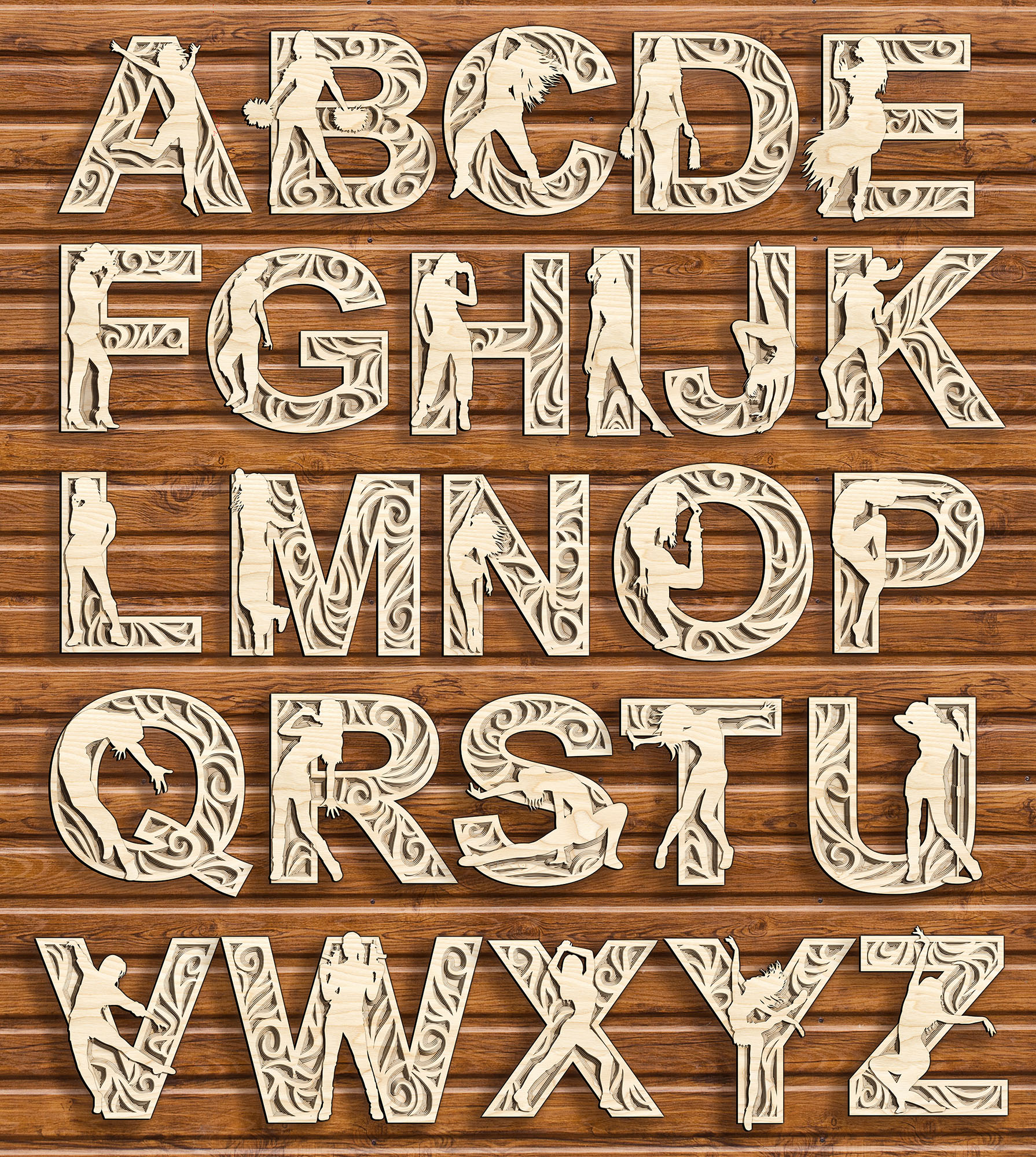 Laser cut girls alphabet mandalas multilayer 26 letters, cnc - Inspire ...