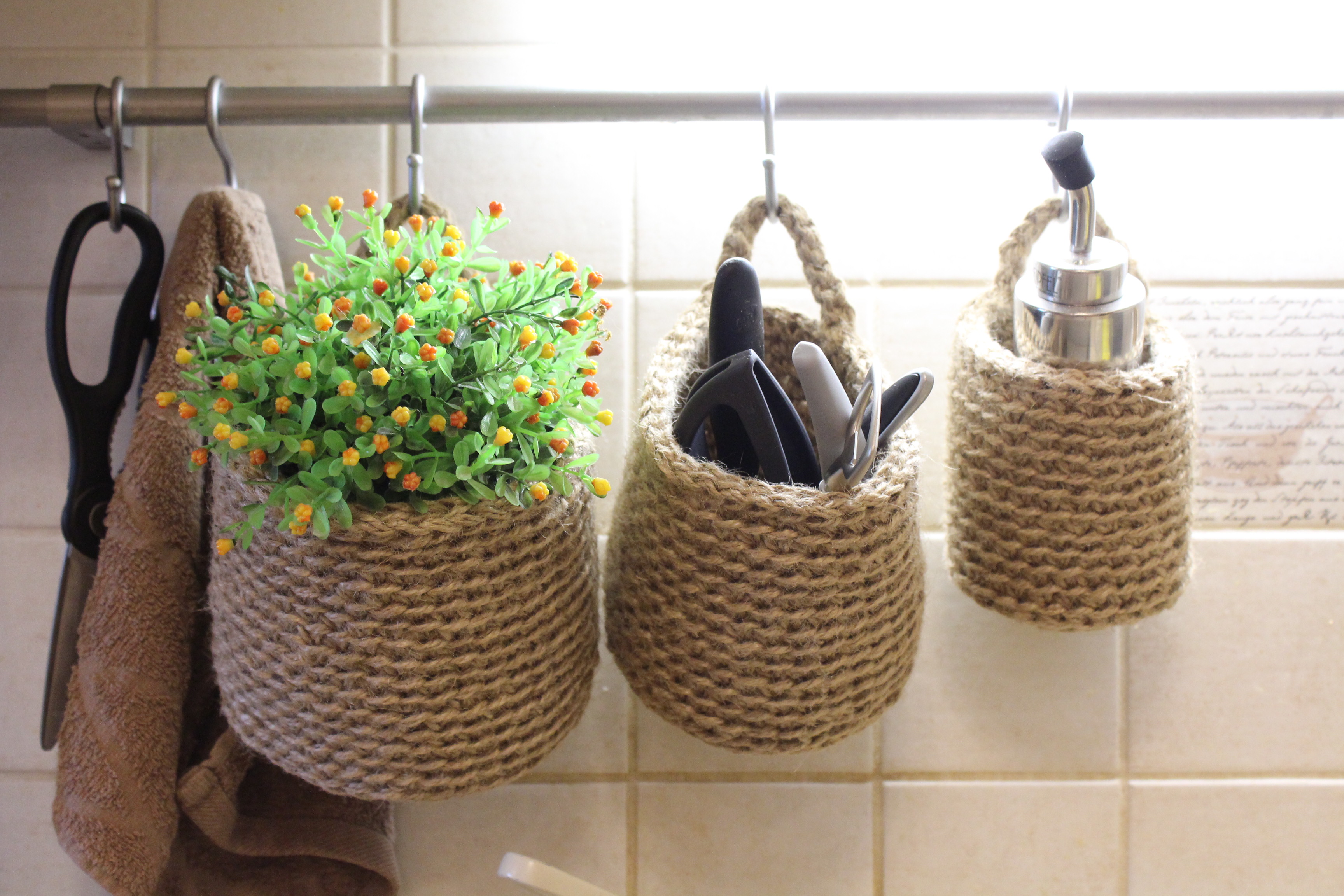 A set of wall baskets, crocheted. Hanging wicker containers. - Inspire ...
