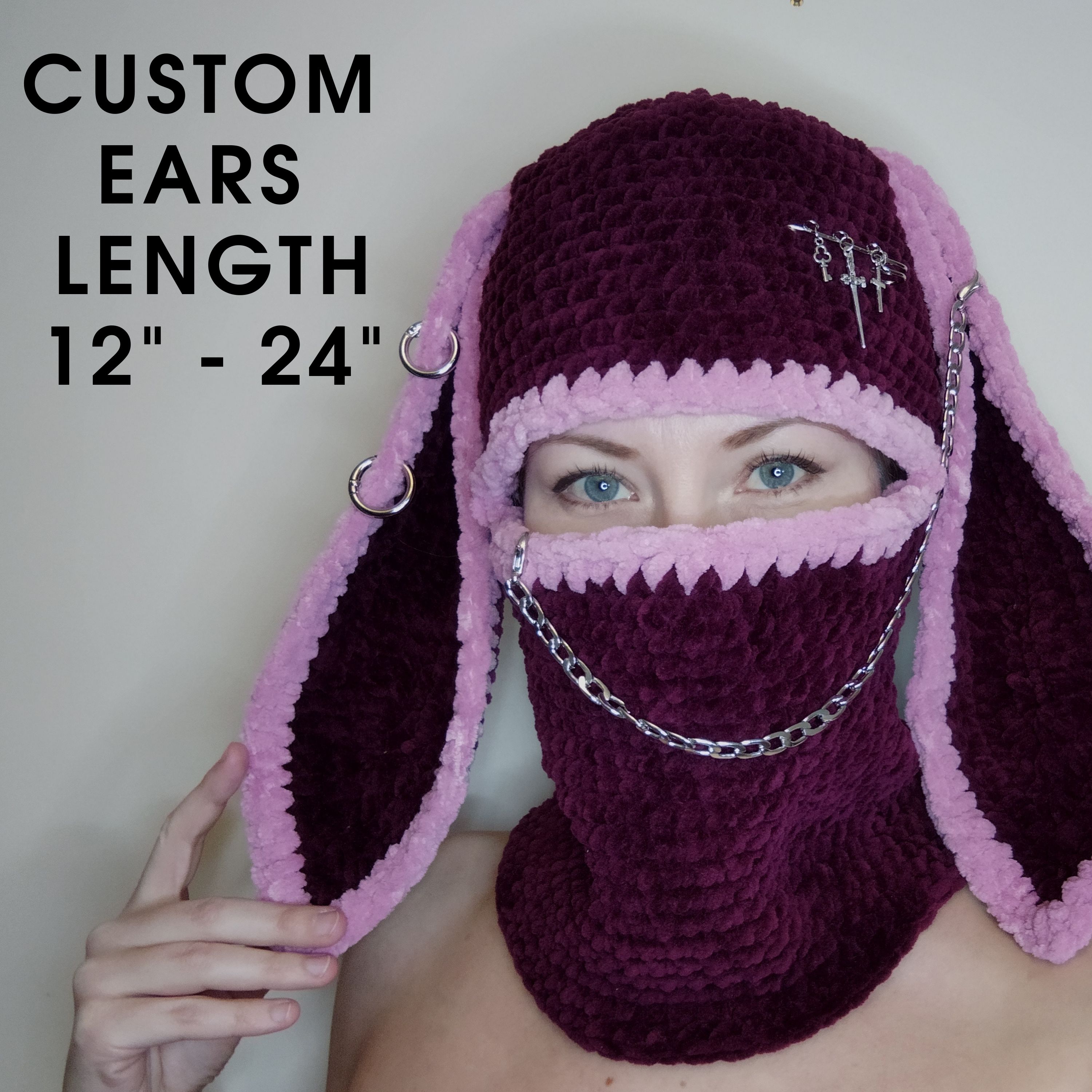 Fluffy balaclava with custom ears Crazy bunny balaclava | Inspire Uplift