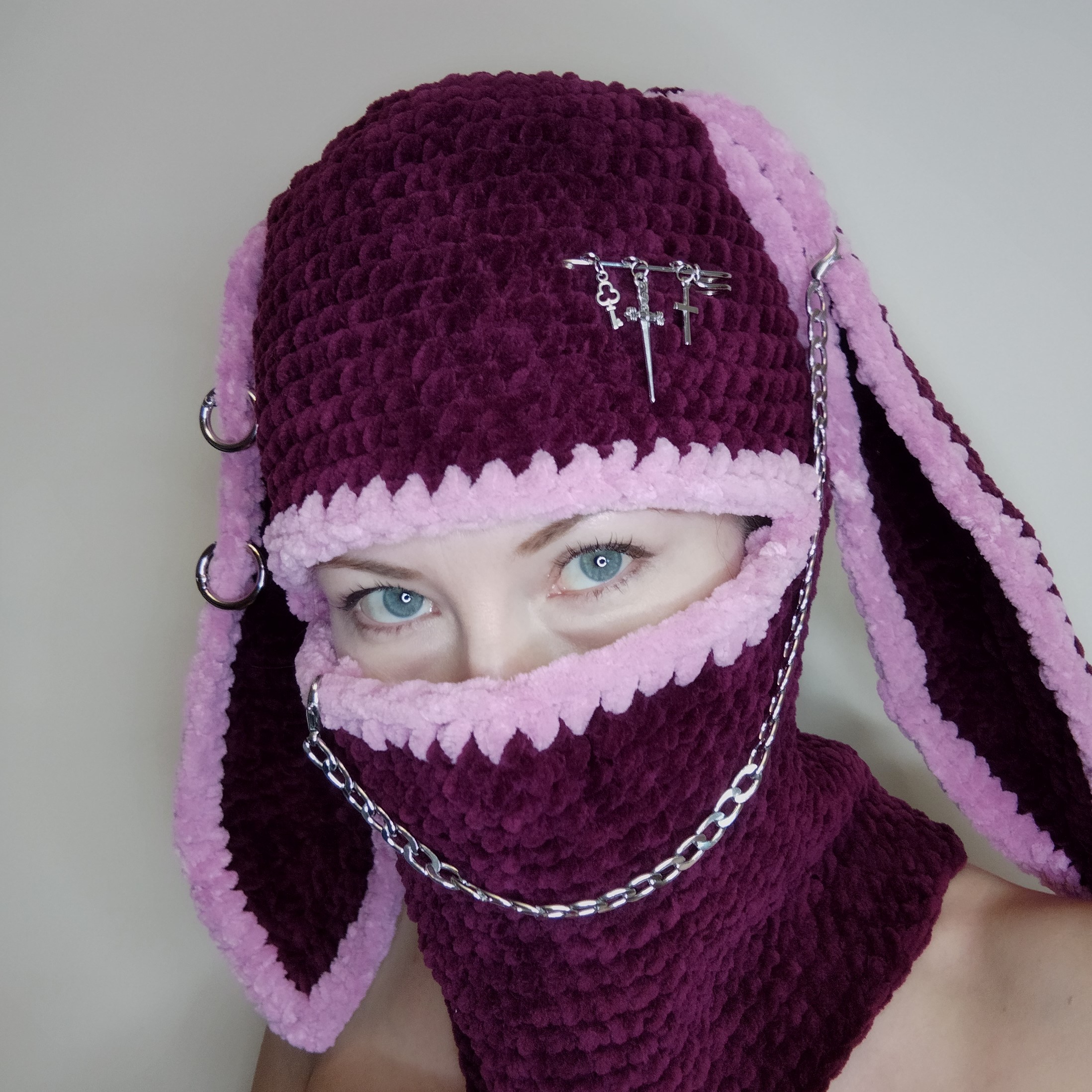 Fluffy balaclava with custom ears. Crazy bunny balaclava - Inspire Uplift