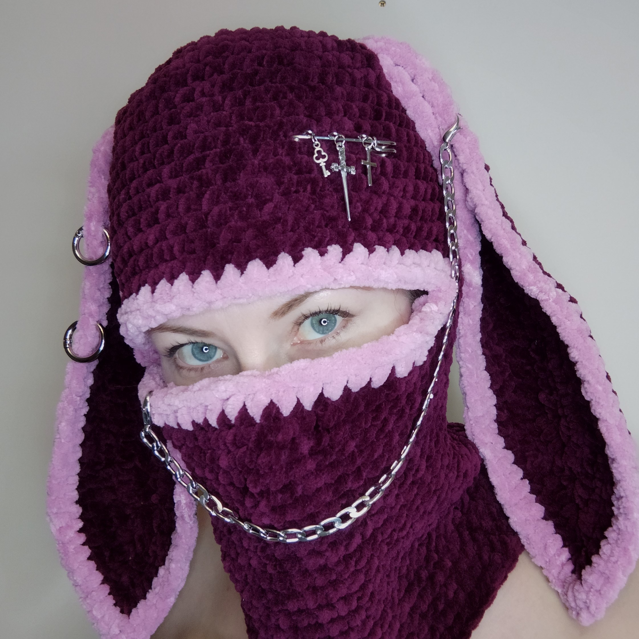 Fluffy balaclava with custom ears. Crazy bunny balaclava - Inspire Uplift
