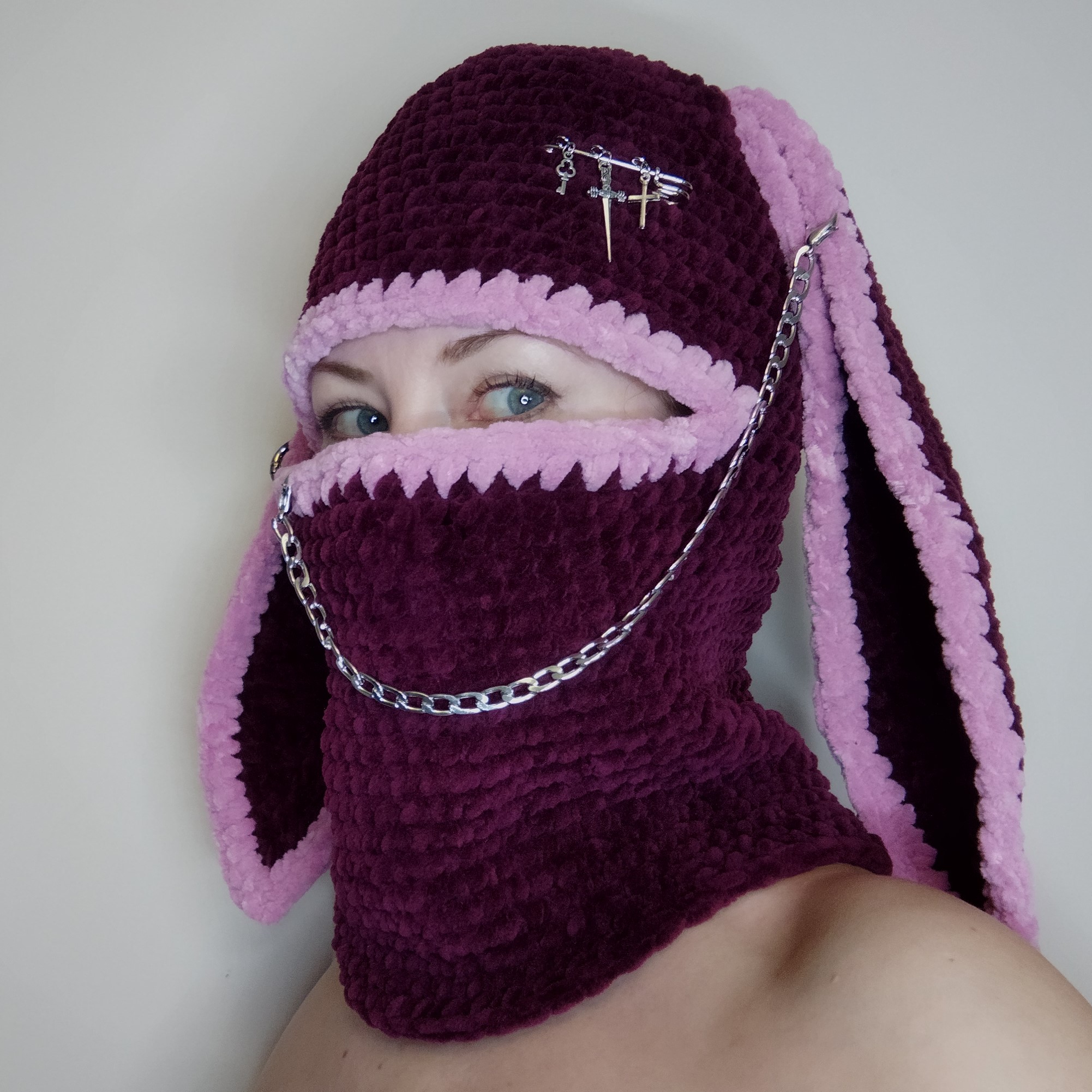 Fluffy balaclava with custom ears. Crazy bunny balaclava - Inspire Uplift